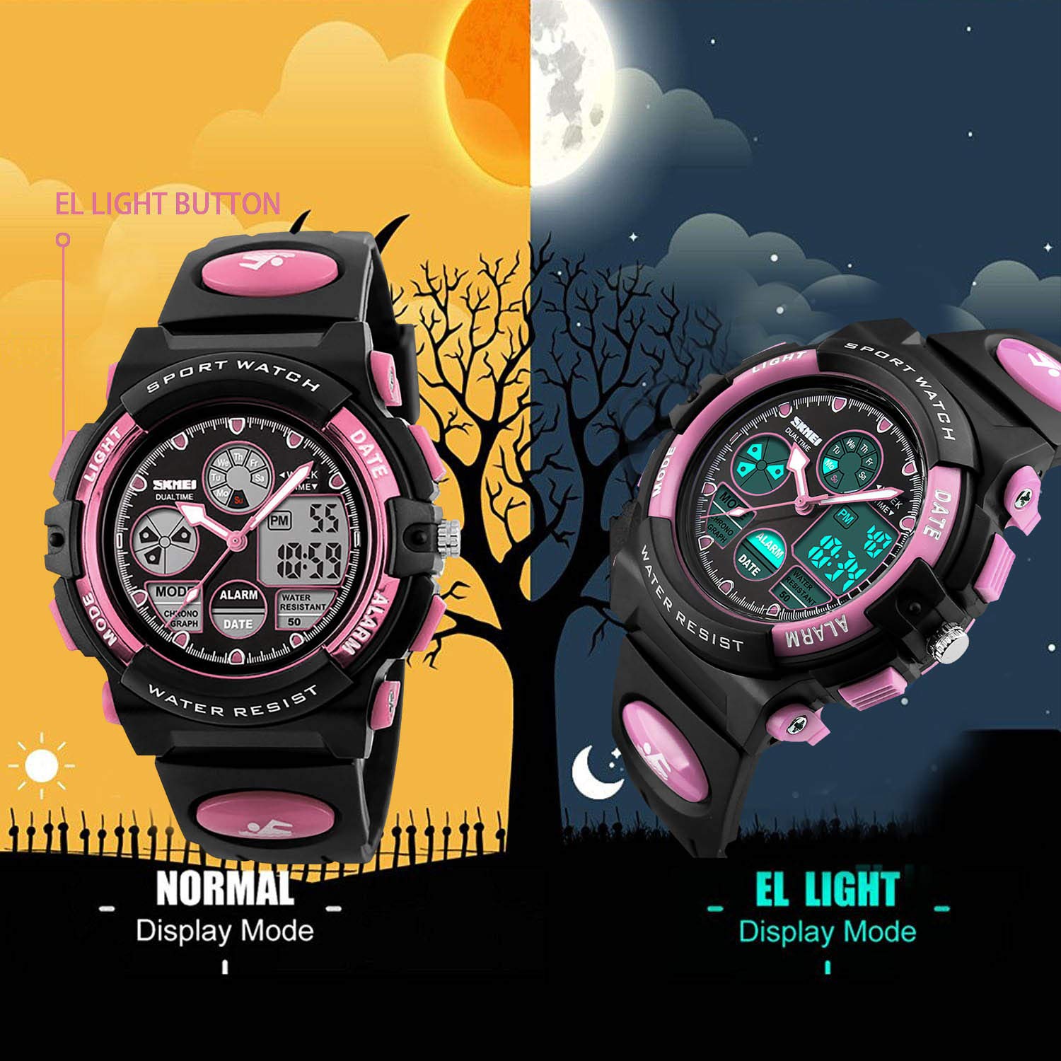 Snapklik.com : Girls Digital Watches Ages Age 5-15, Pink Digital Sports ...