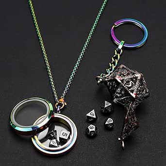 Amazon.com: LITURTOO Mini Metal DND Dice Set with Sliver Hollow D20 ...