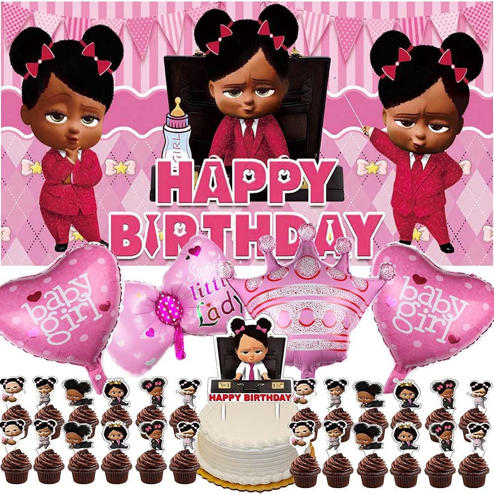 Buy Boss Baby Girl Birthday Decorations Backdrop African American Black Party Supplies buy-boss-baby-girl-birthday-decorations-backdrop-african-american-black-party-supplies
