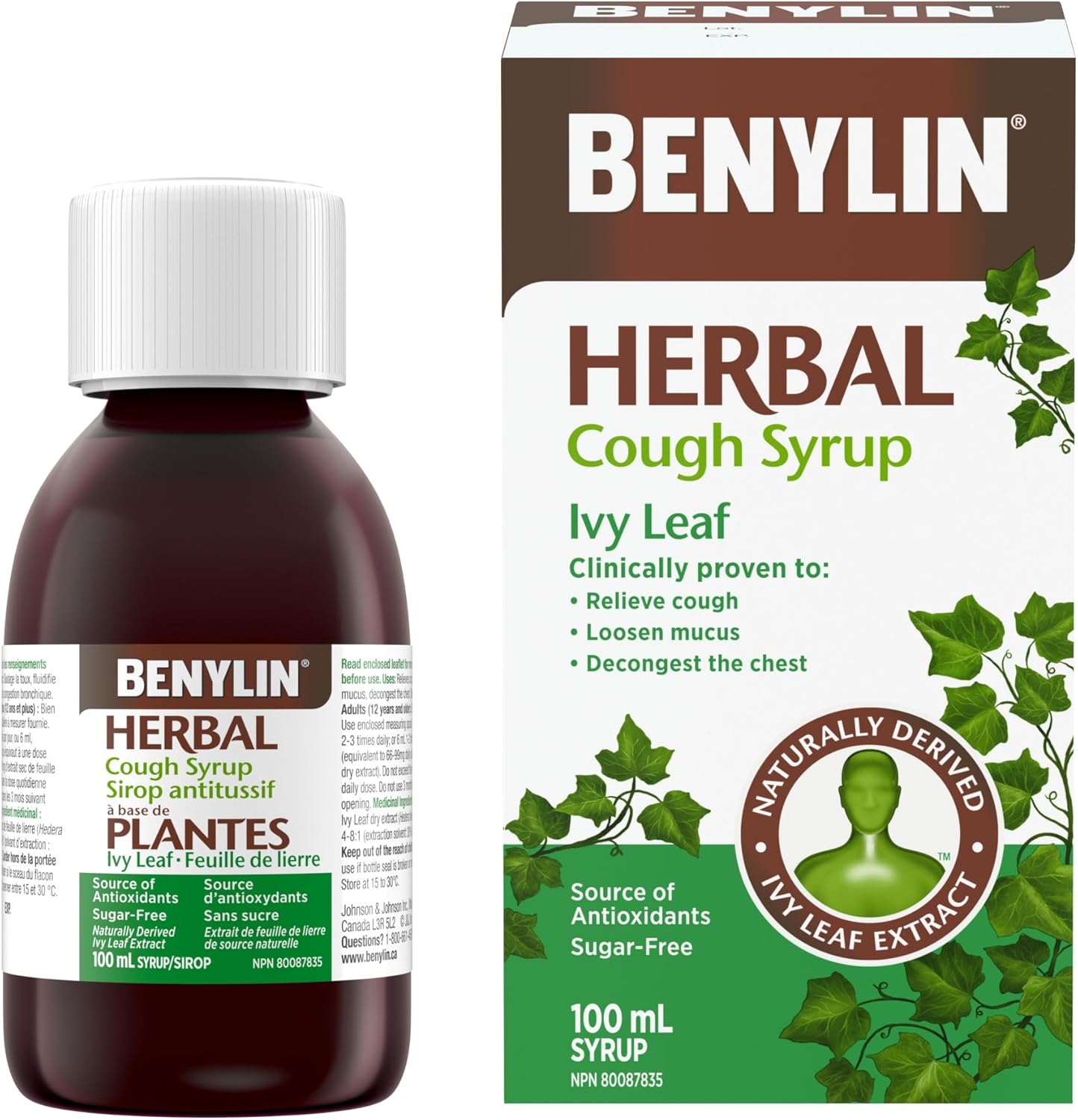 BENYLIN HERBAL Cough Syrup Ivy Leaf, Herbal Decongestant, Cold & Flu ...