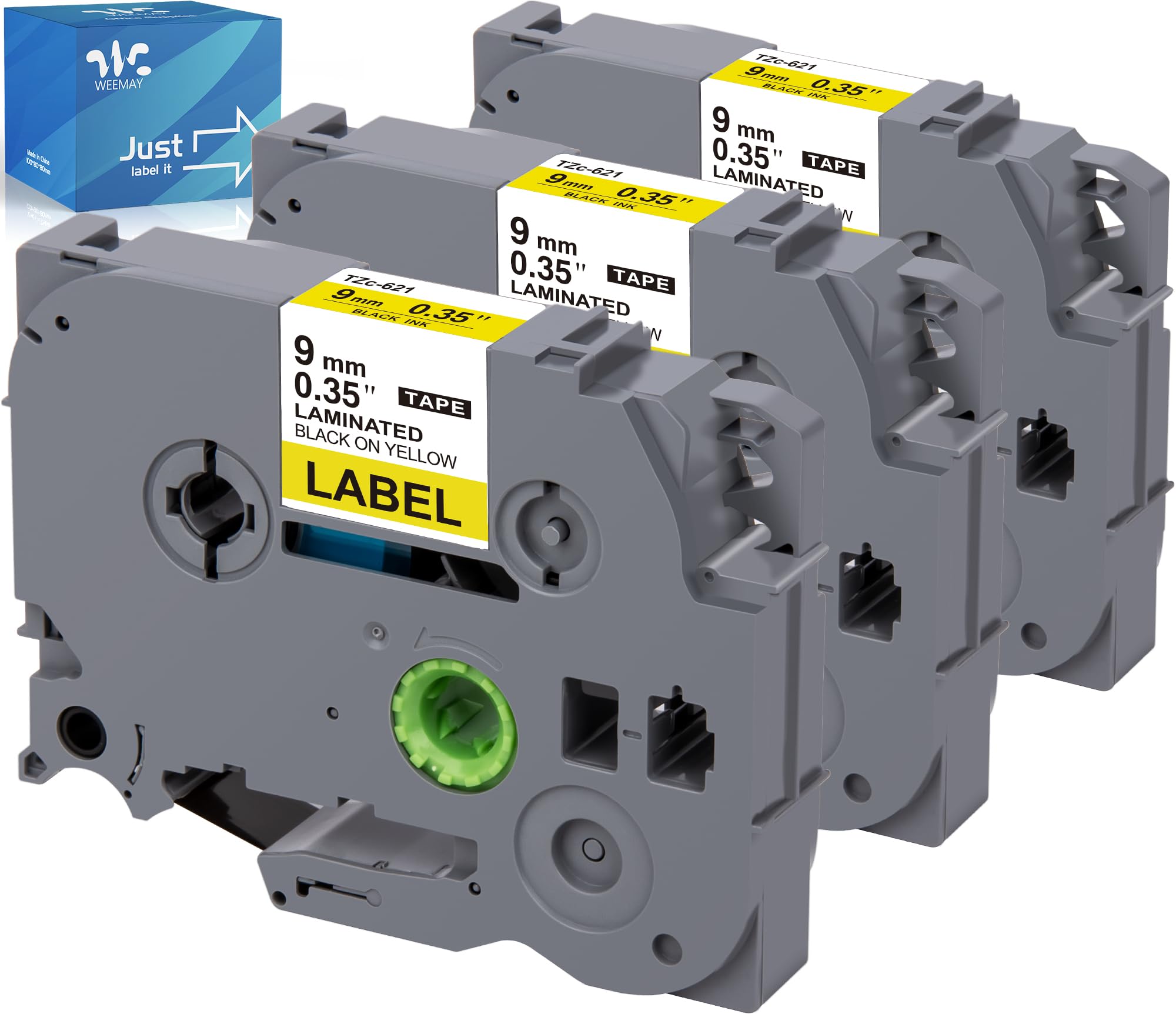 Amazon.com: Weemay 3 Pack TZe-621 Compatible for Brother P-Touch Label ...