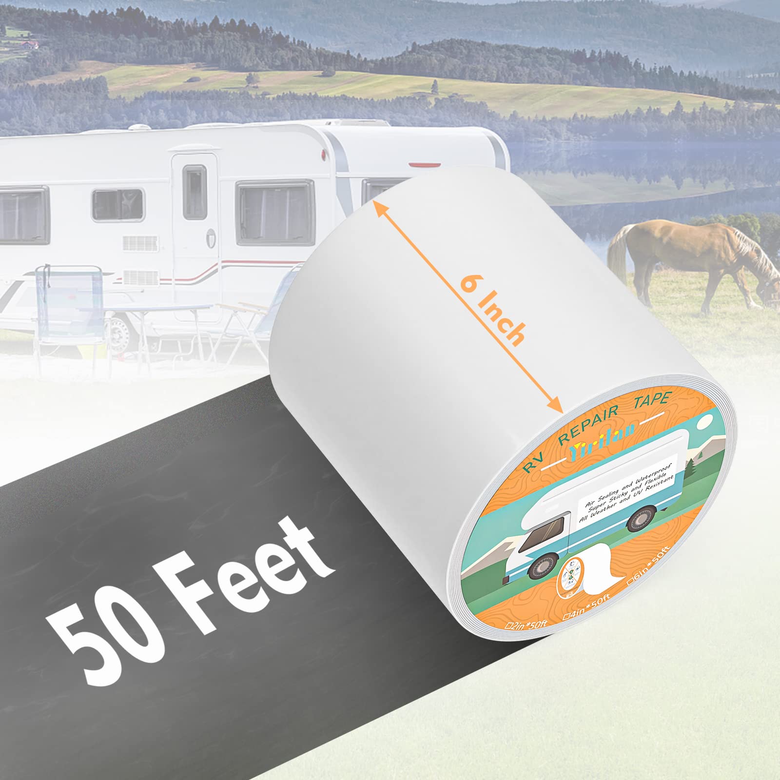 Snapklik.com : Yirilan RV Roof Sealant Tape - 6 Inch X 50 Feet White ...