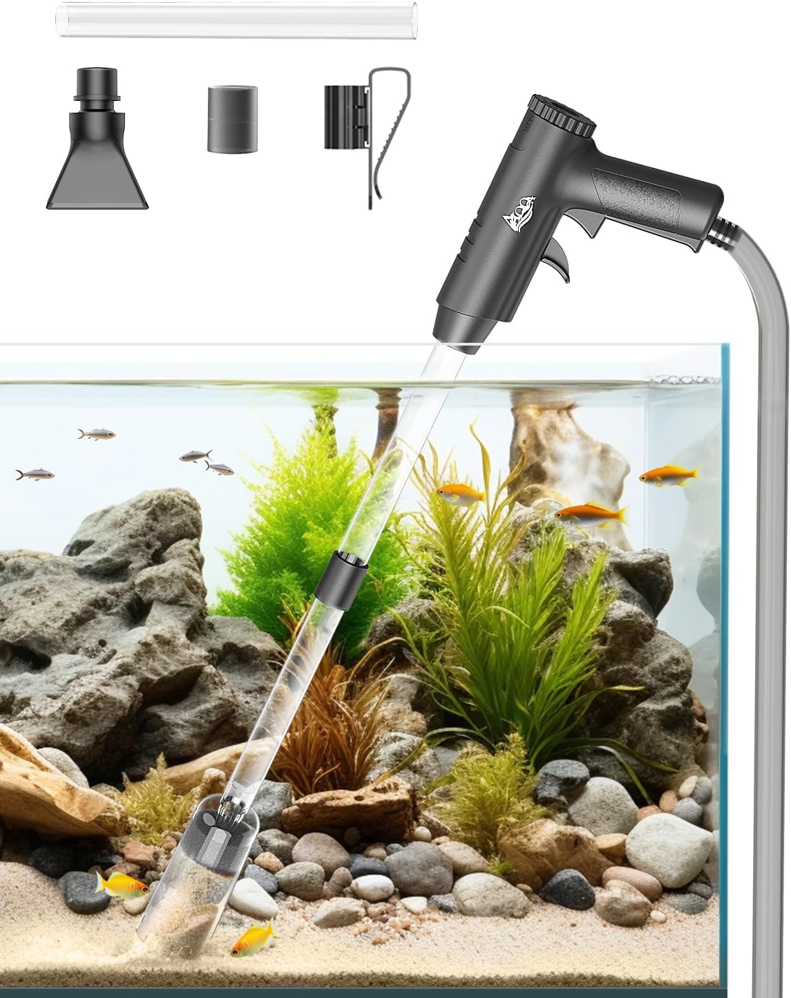 Amazon.com : AQQA Aquarium Gravel Cleaner, 4-in-1 Upgrade Suction Power ...
