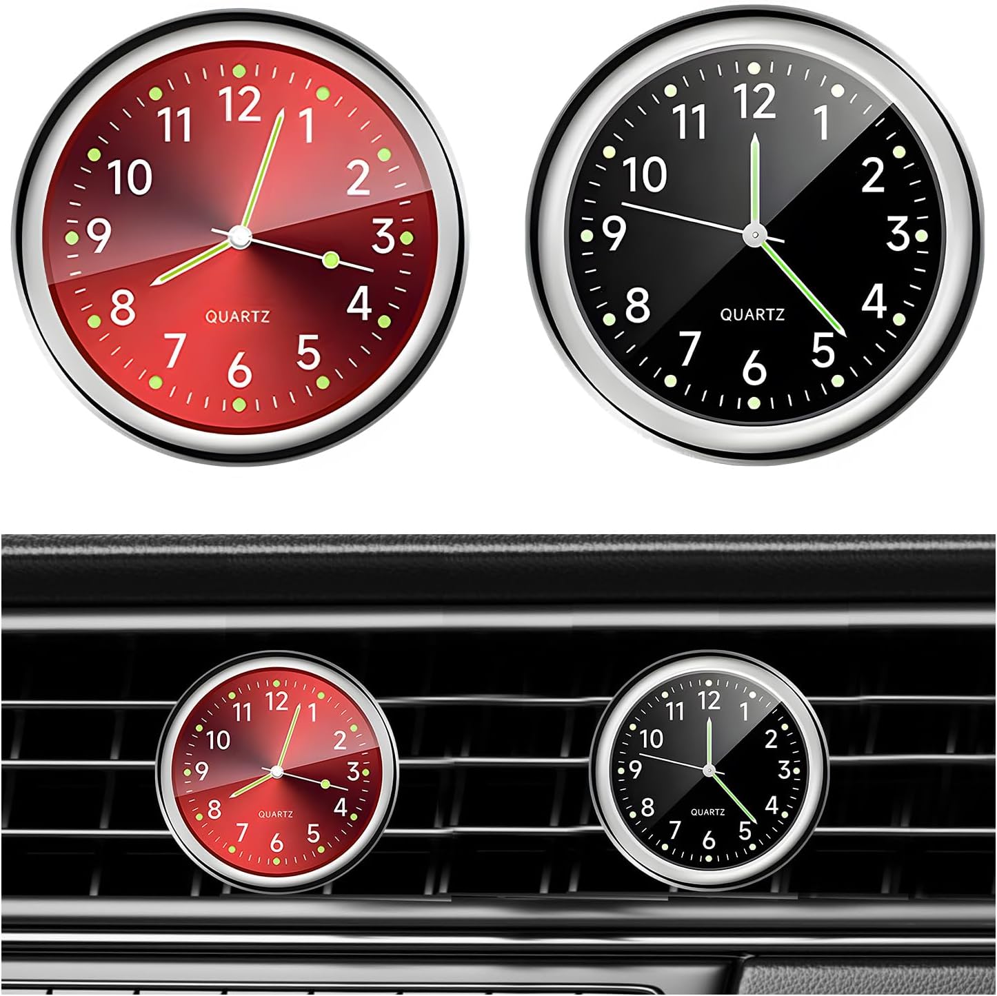 Amazon.com: Dickno 2 PCS Stick on Dashboard Car Clock, Mini Tiny Analog ...