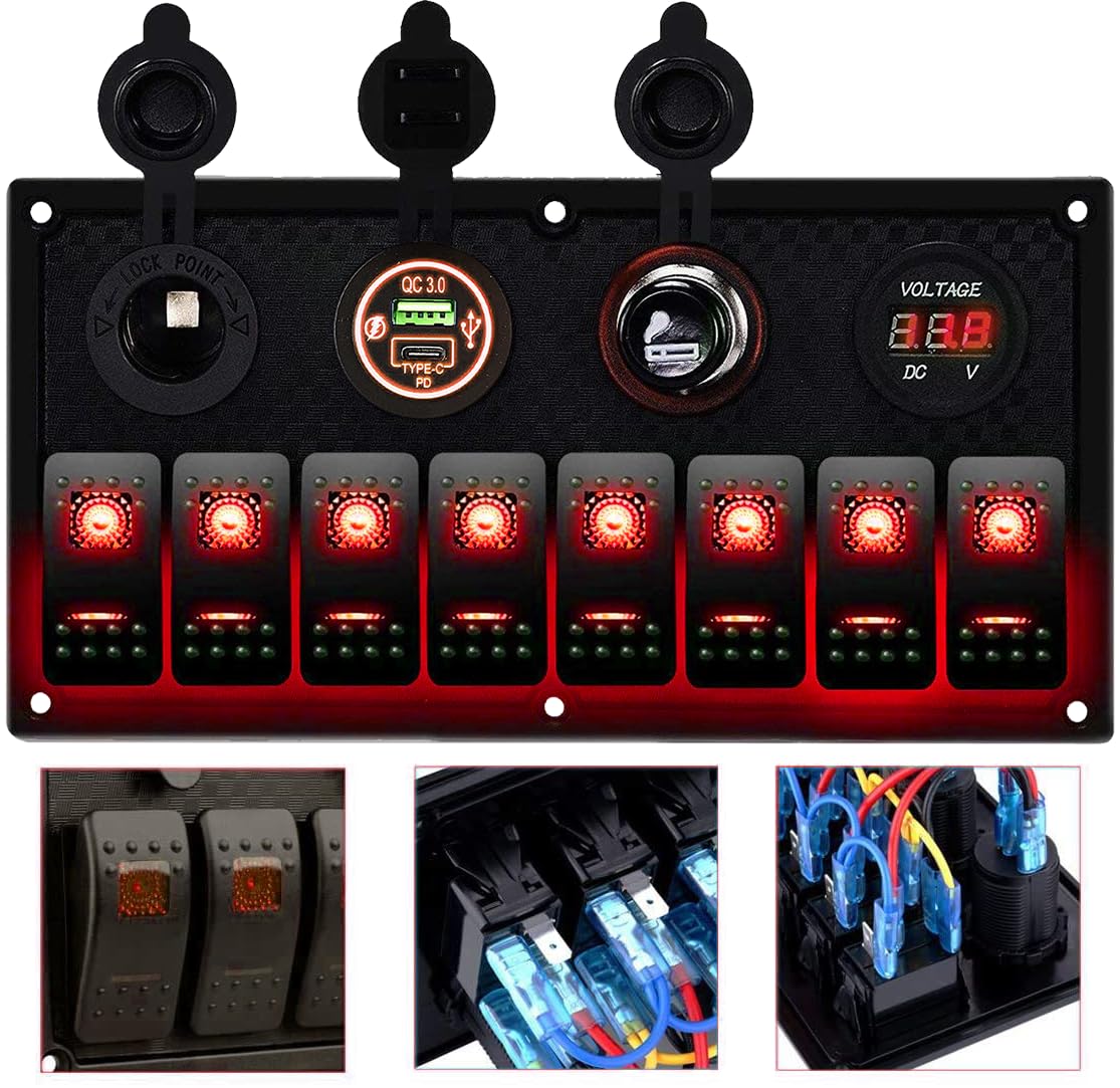 Snapklik.com : MKING 8 Gang Marine Switch Panel - Waterproof Rocker ...
