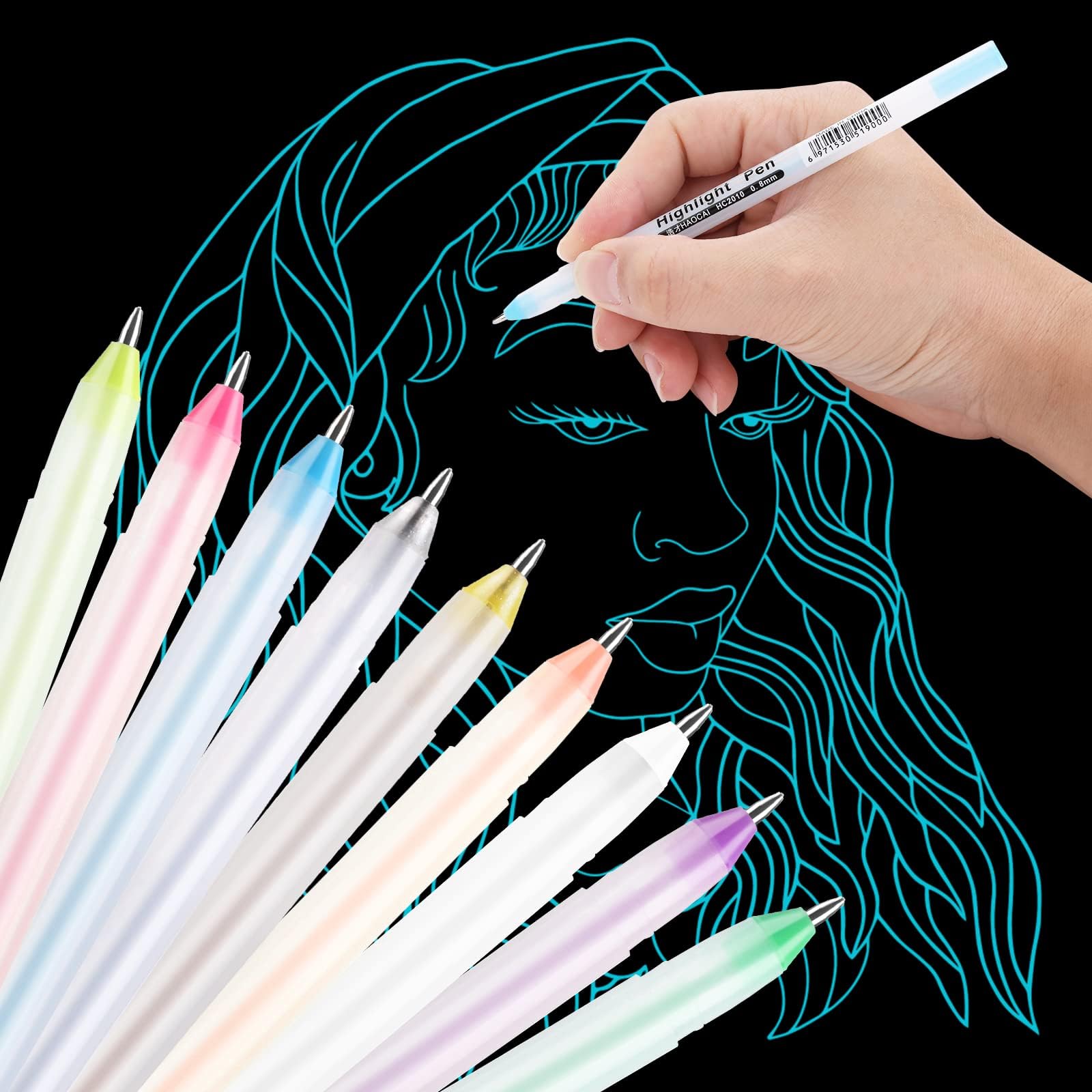 cobee 9 Colors Gel Pen Set, 0.8mm Fine Point Rollerball Pens Line ...