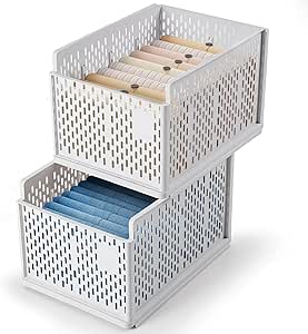 BTGGG Upgrade 2 Pack Wardrobe Storage Organiser Stackable Drawer ...