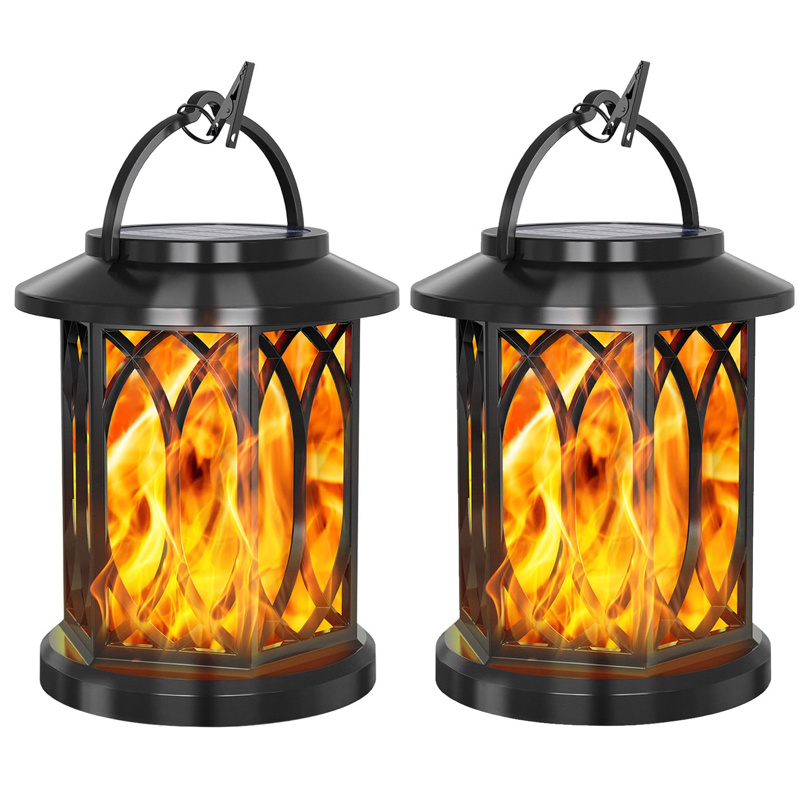 Amazon.com: Flame Solar Lanterns Outdoor, Flickering Solar Lantern ...