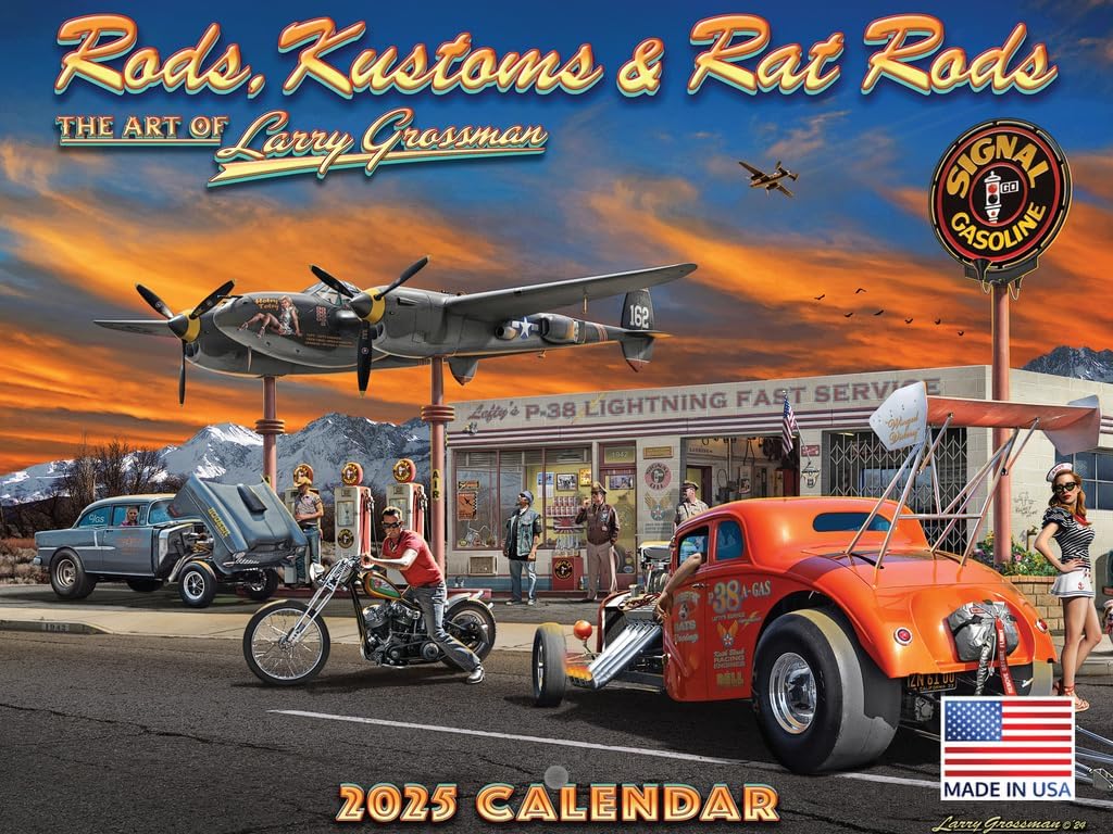 Amazon | Poster Foundry Hot Rod カレンダー 2024年 Larry Grossman Hot Red ...