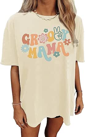Mama Shirts for Women Oversized Groovy Mom Shirt Mother's Day T-Shirt ...