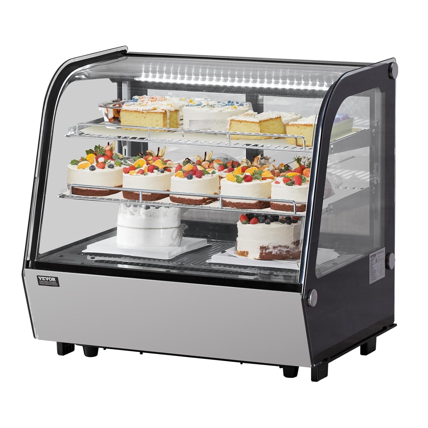 VEVOR Refrigerated Display Case, 4.2 Cu.Ft./115L Countertop Pastry ...