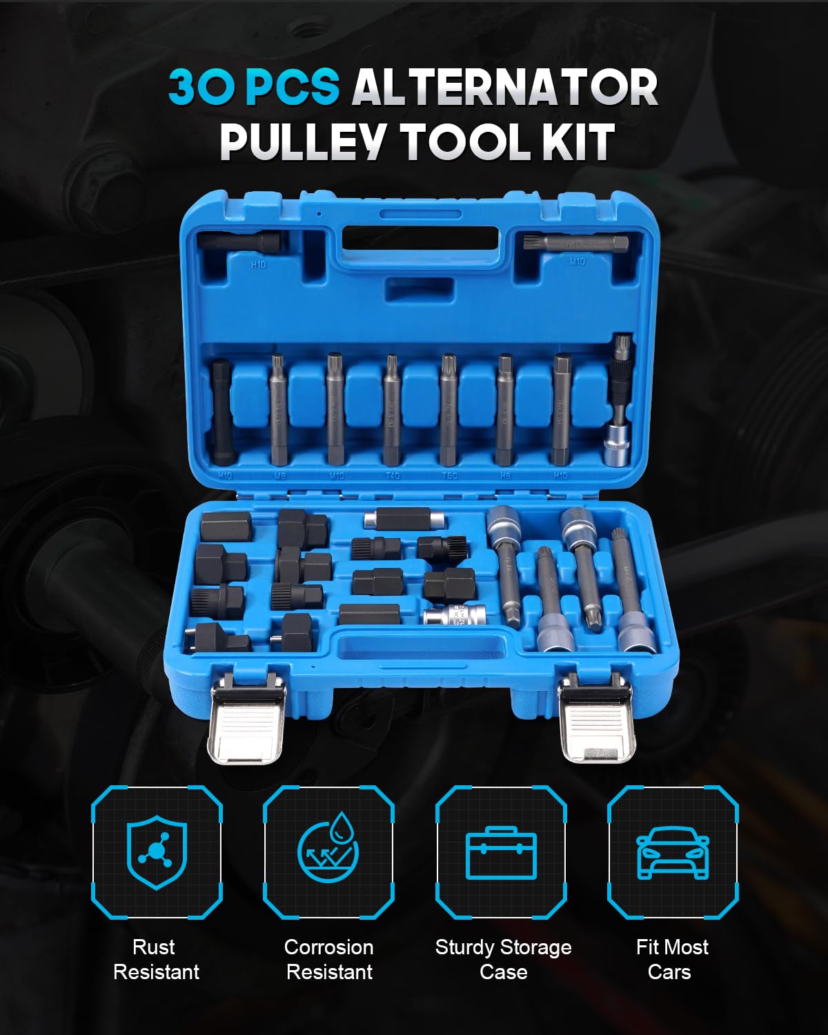 Snapklik.com : ZOMIYU 30PCS Alternator Pulley Remove Install Tool Kit ...