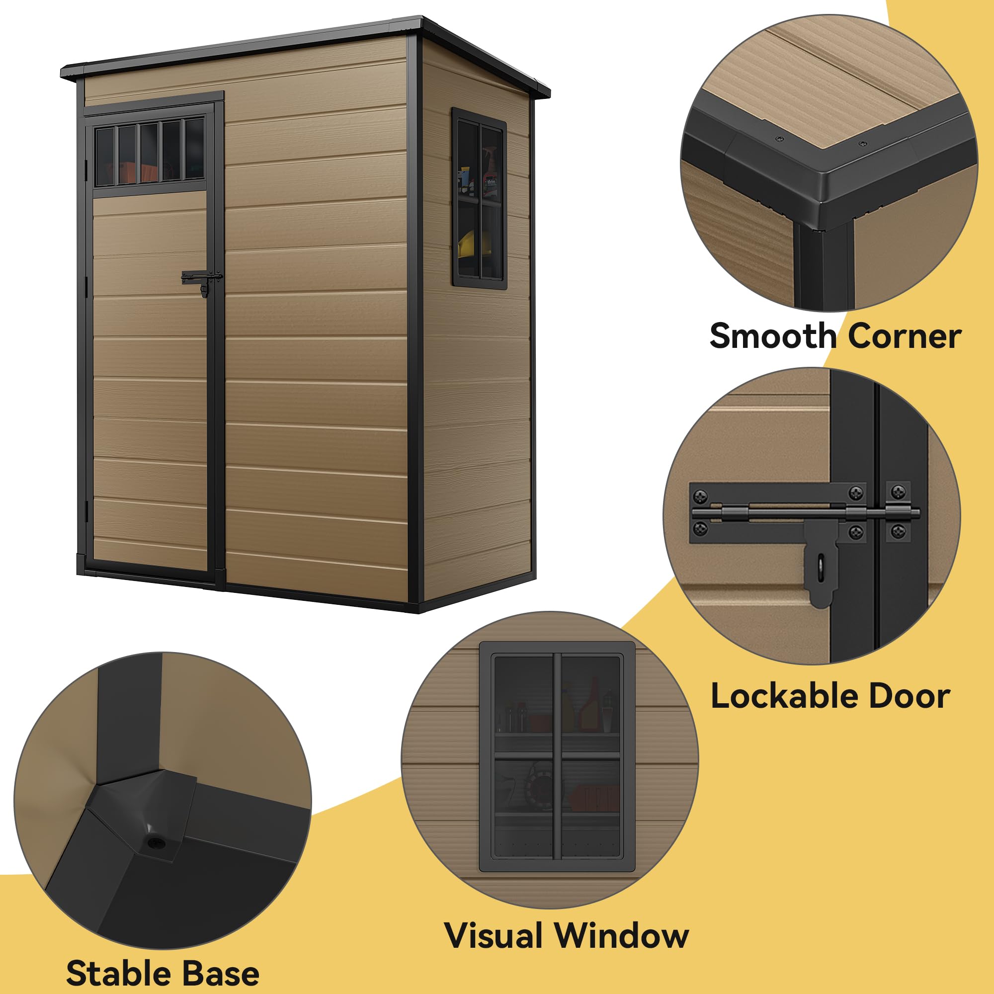 Snapklik.com : DWVO 5x3FT Outdoor Storage Shed