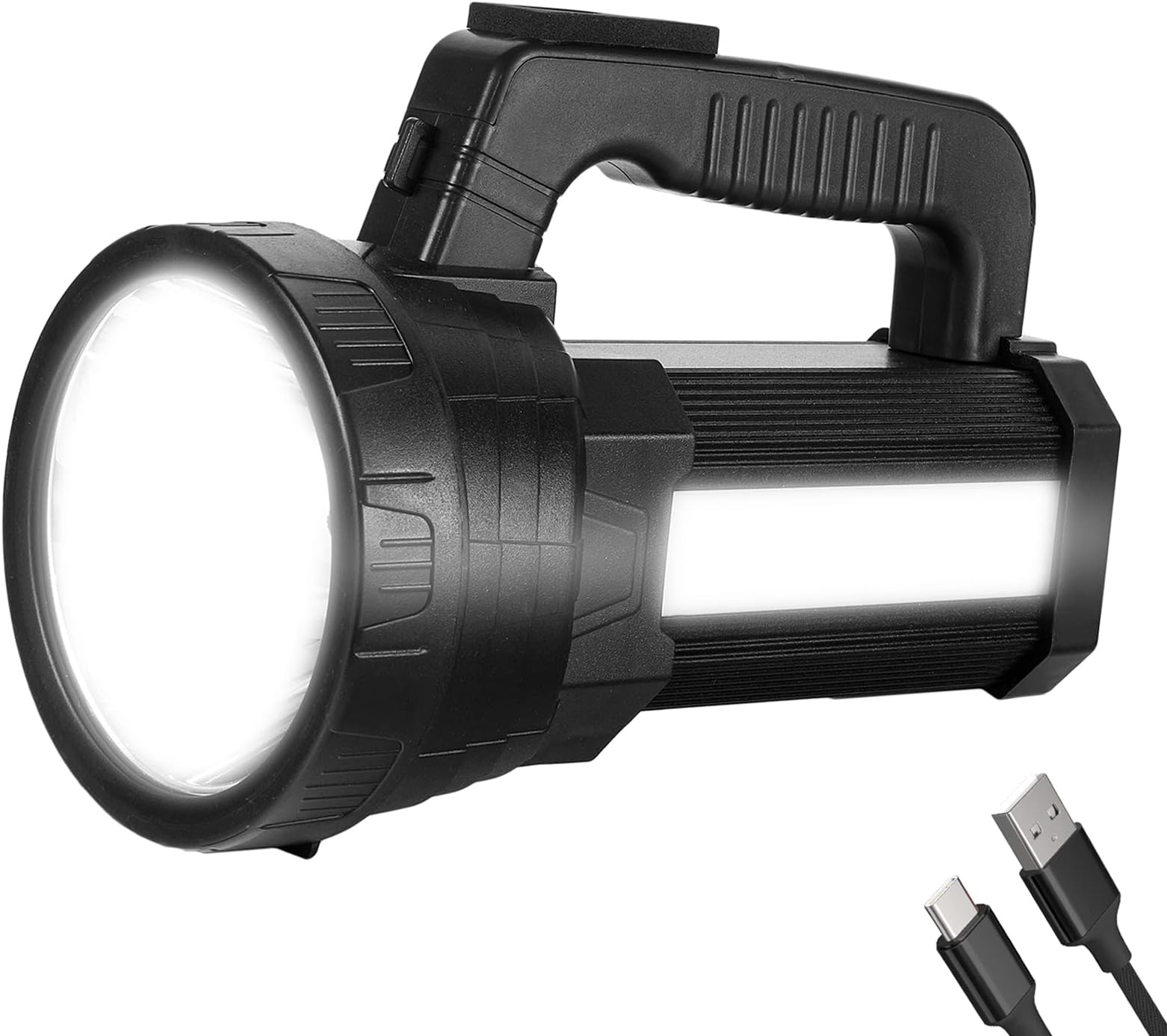 Super Bright LED Spotlight Flashlight, 10W USB Rechargeable High Lumens ...