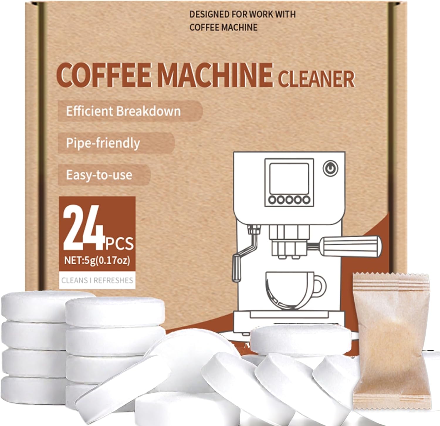 Amazon.com: Coffee Machine Cleaner Tablets - 24 Pack | Descaling & Deep ...