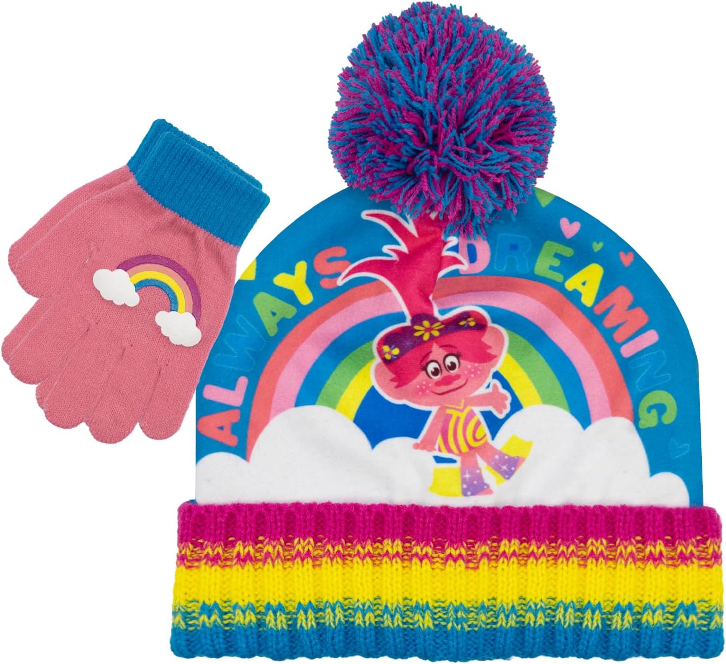 Amazon.com: Trolls Girls Hat and Gloves Set – 2-Pcs Trolls Poppy Girls ...