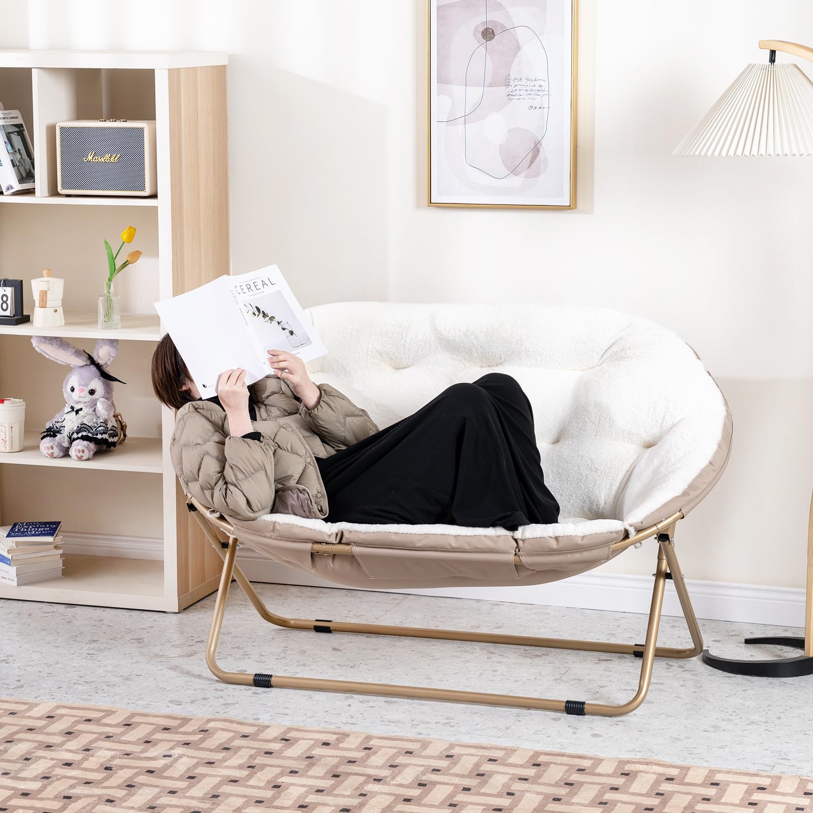 Snapklik.com : Comfy Double Chairs, Modern 2-Seat Folding Accent Lounge ...