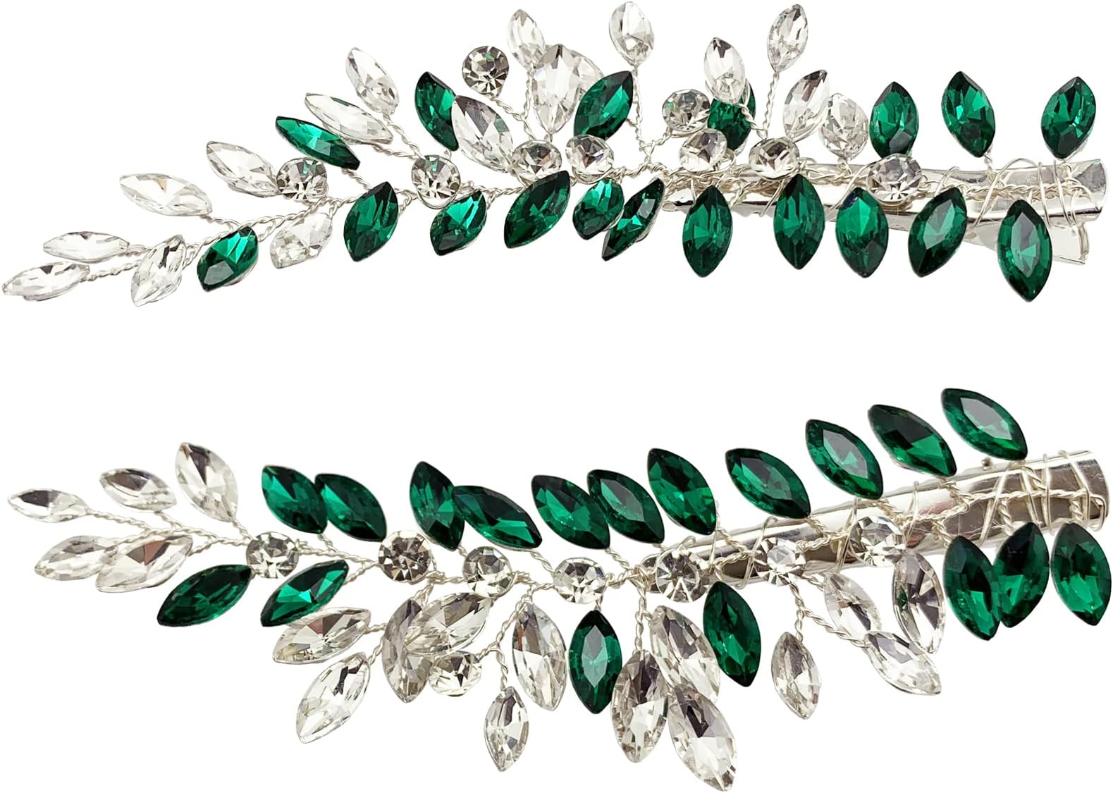Amazon.com: Lovely Vintage Jewelry Crystal Green Peacock Hair Clips ...