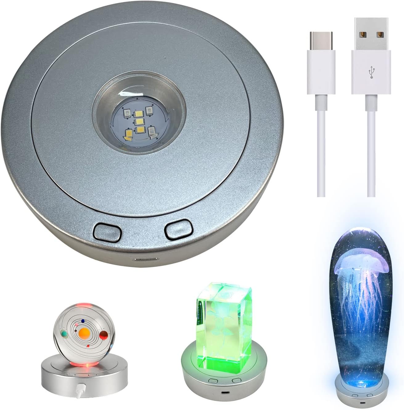 Amazon.com: 4 Inch LED Rotating Display Base, 7 Led Rotating Display ...