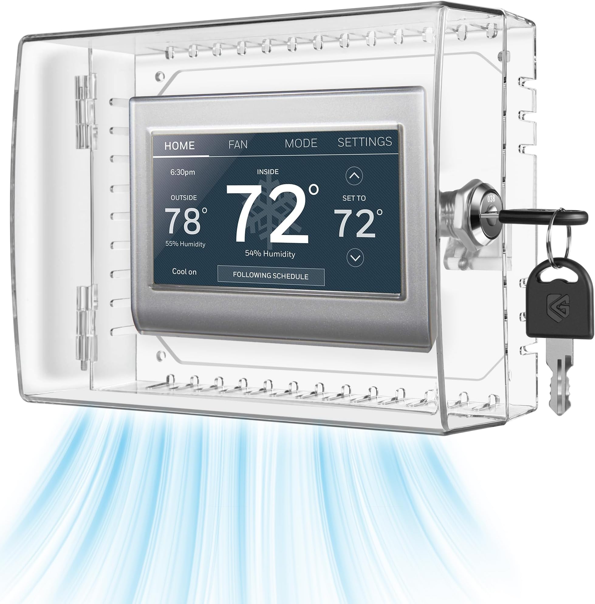 Thermostat Lock Box with Key 10"L x 6.2"W x 3.8"H, Large Thermostat ...