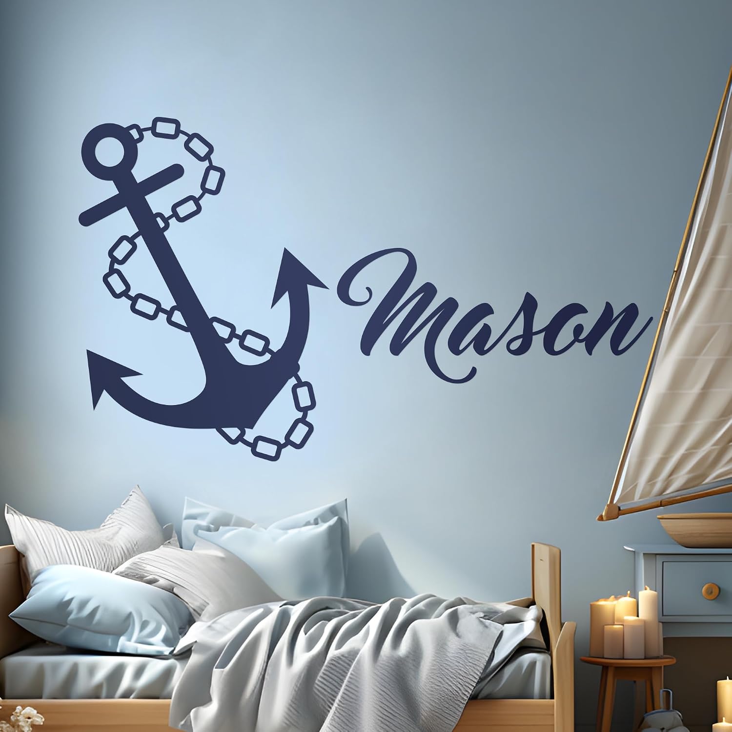 Amazon.com: Personalized Name Anchor Wall Decor I Name Decals for Walls ...
