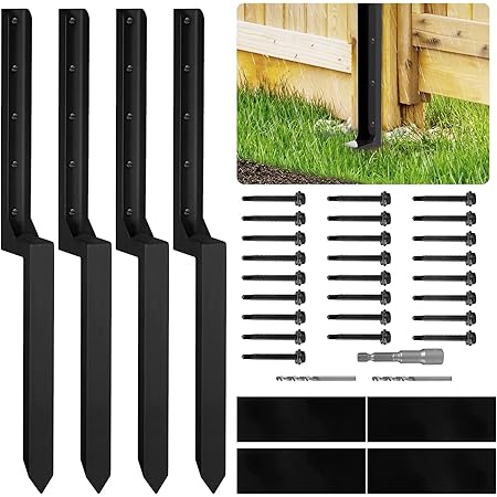 Amazon.com : Fence Post Repair Steel Stakes: Anchor Ground Spike 6 Pack ...
