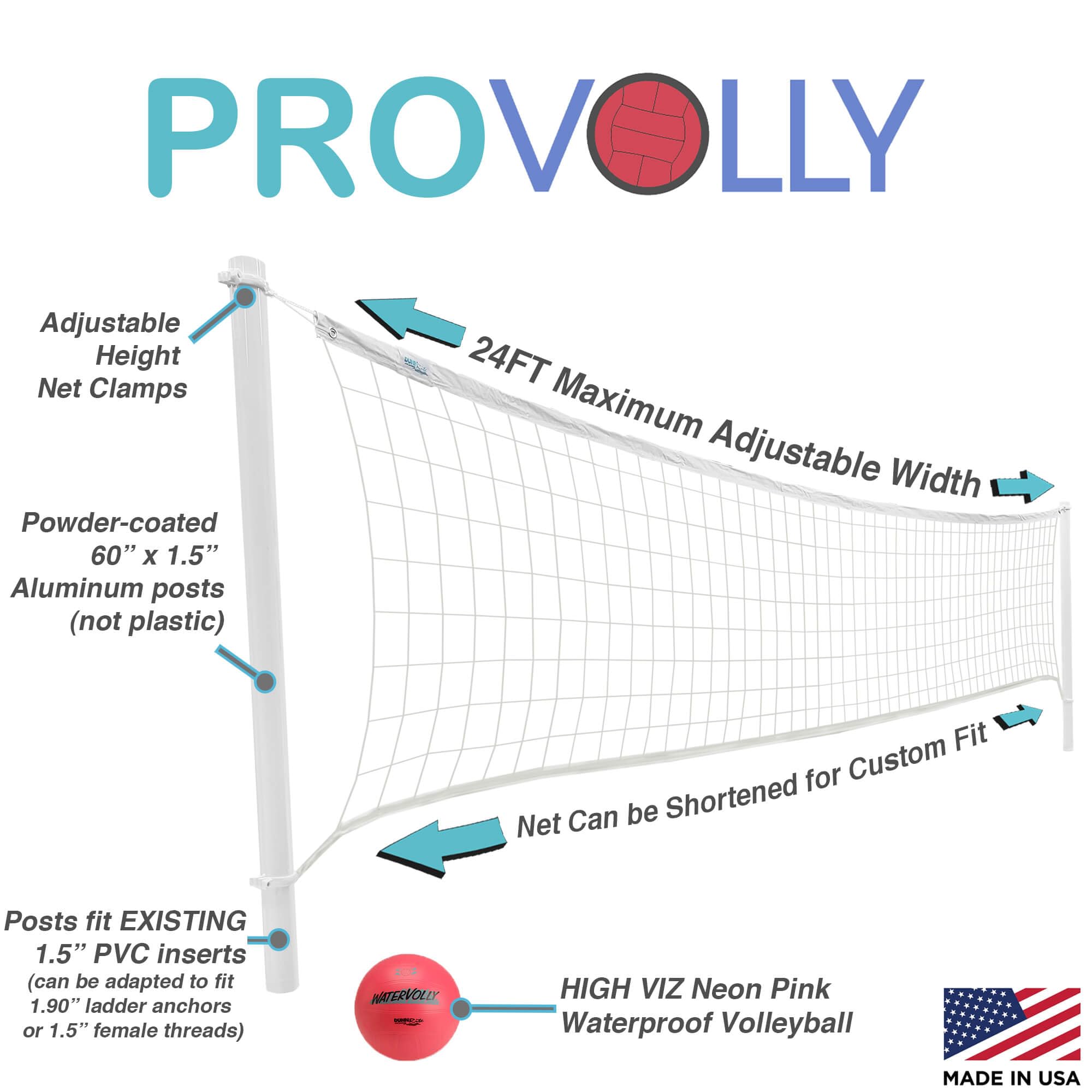 Snapklik.com : Dunn-Rite Products ProVolly Retrofit Pool Volleyball Kit