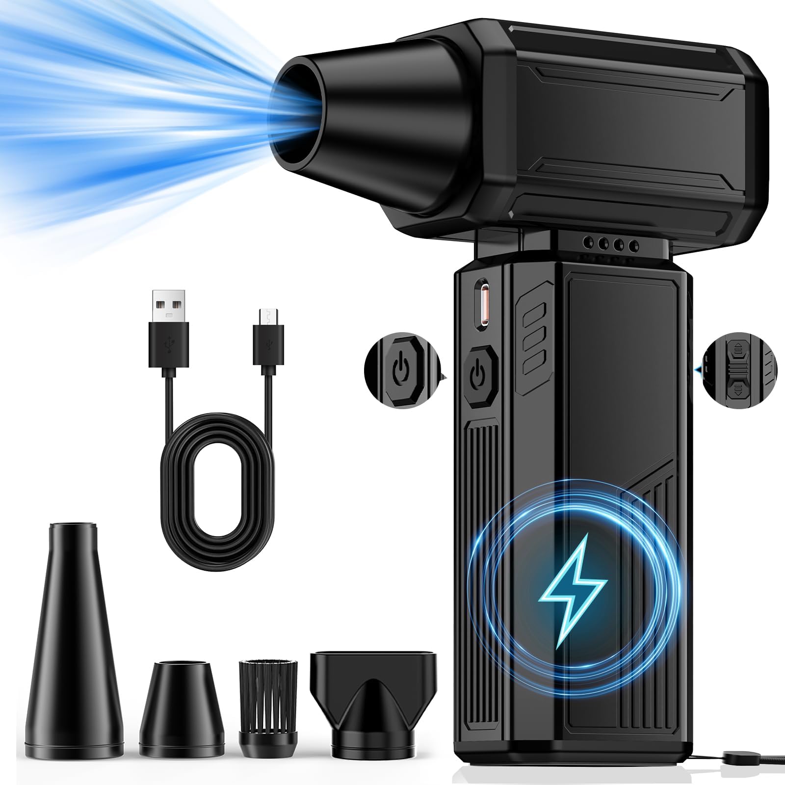 Compressed Air Duster, 180000RPM Electric Air Duster for Cleaning ...