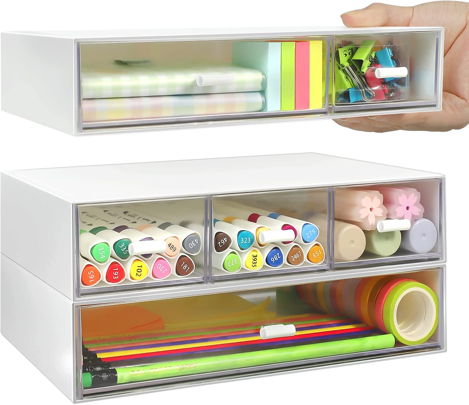 Amazon.com: MAYGIBYE Desk Organizer with 6 Drawers, Rectangular Desktop ...