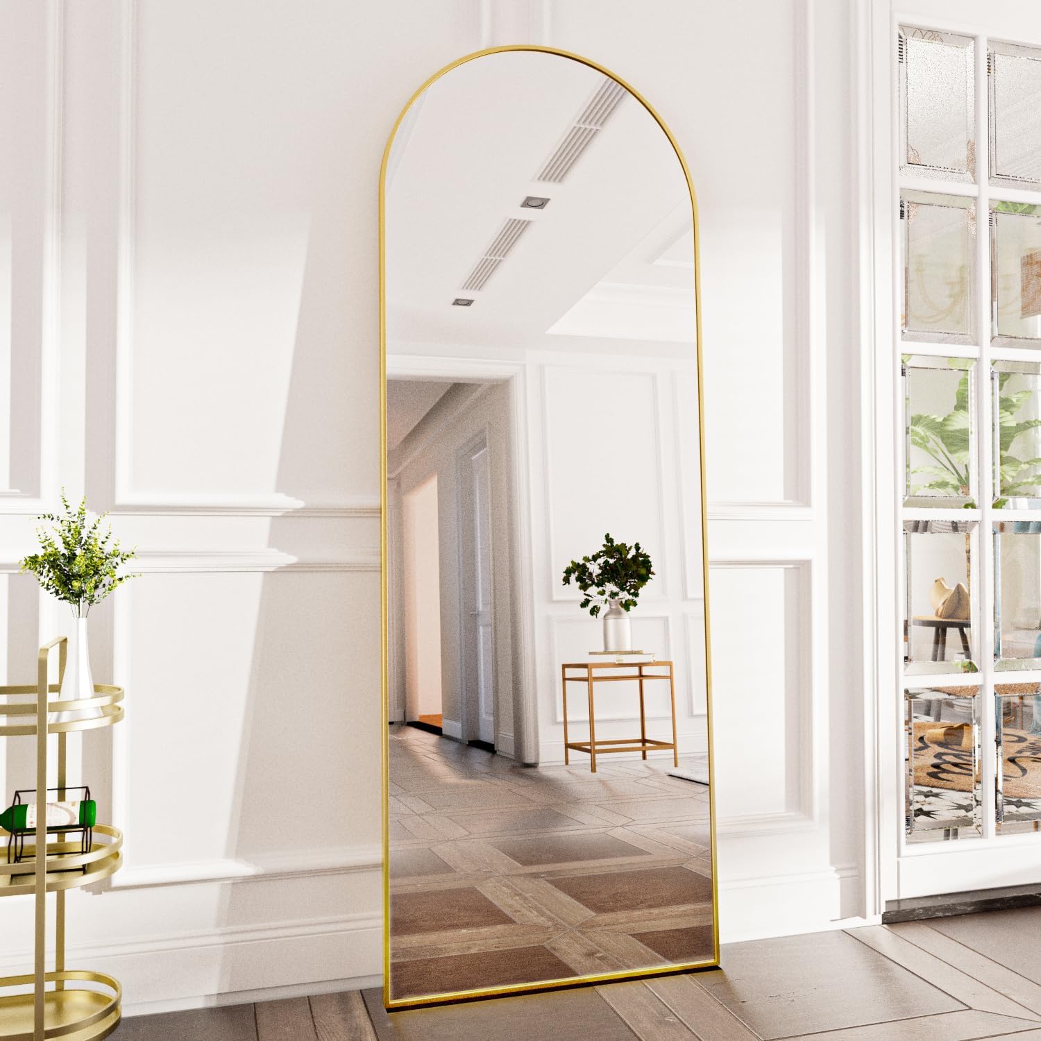 Koonmi 52 x 161 cm Large Arch Mirror Full Length, Big Arched Metal ...