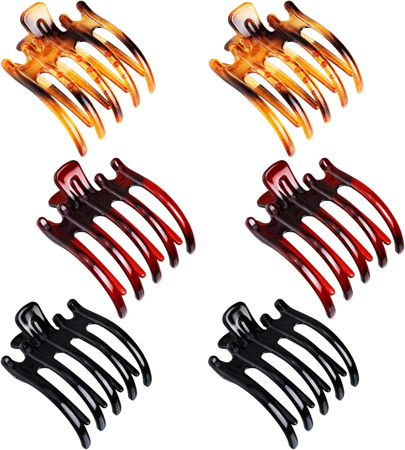 Amazon.com: 6 Pieces Plastic Non-slip Hair Claw Clips Glossy Prongs ...