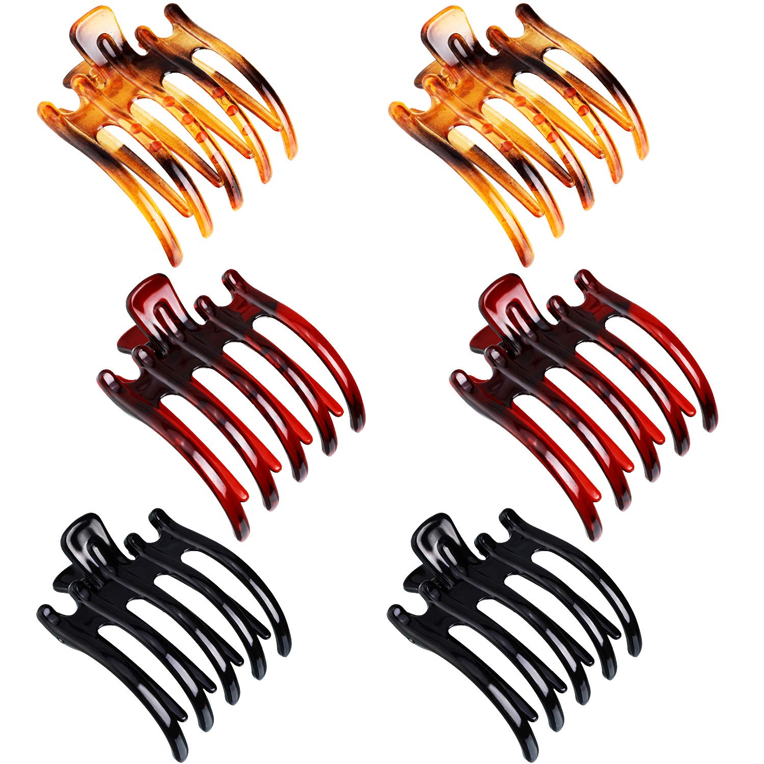 Amazon.com : 6 Pieces Plastic Non-slip Hair Claw Clips Glossy Prongs ...