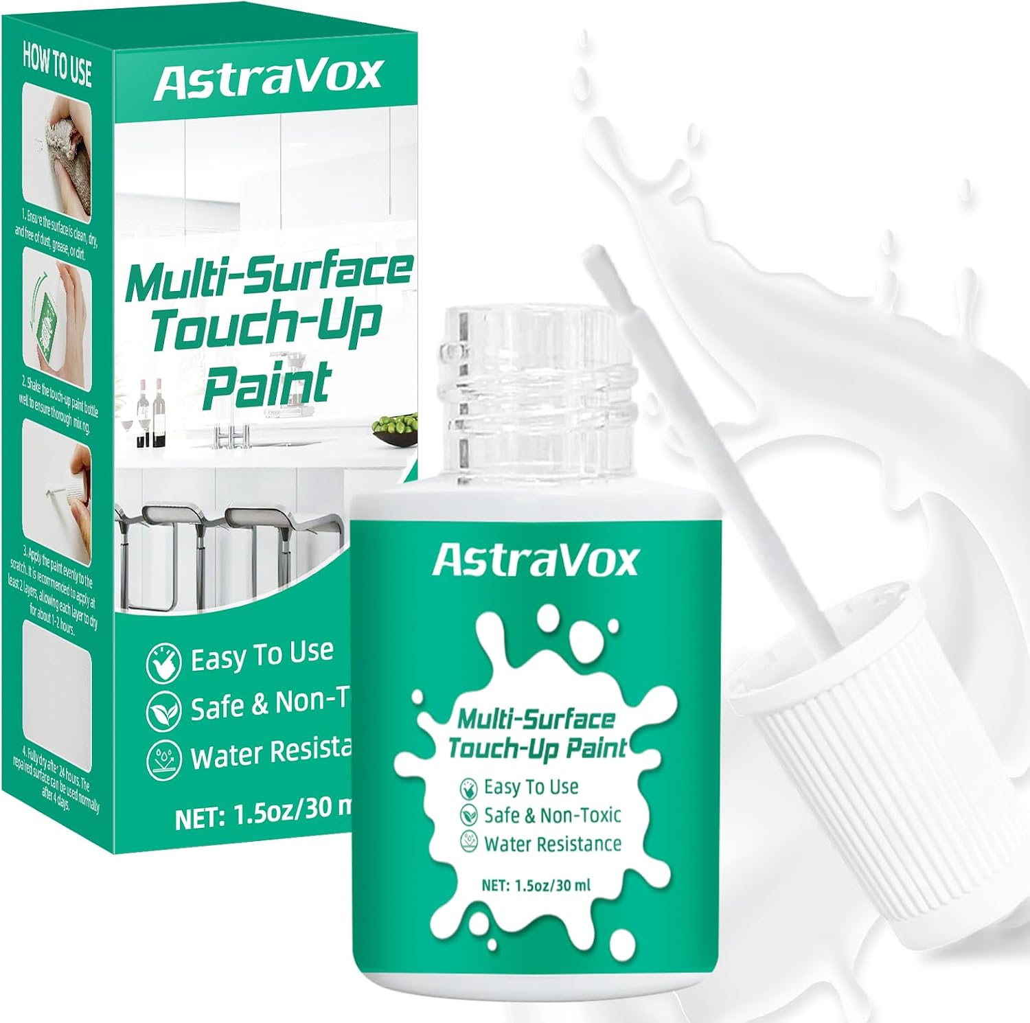 AstraVox White Enamel Touch Up Paint, Multi-Surface White Touch Up ...