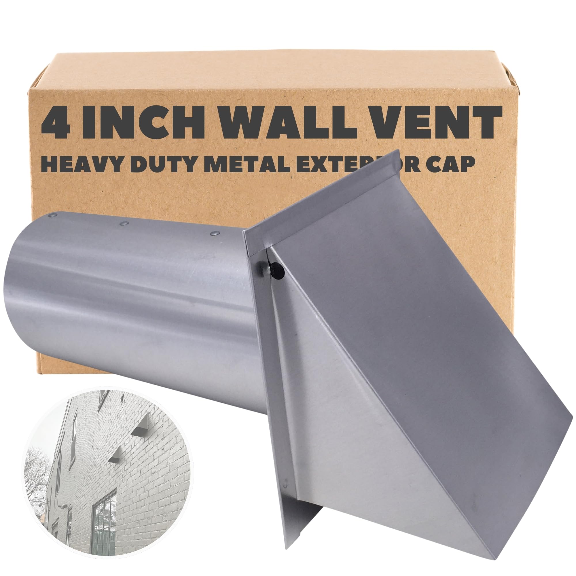 4 Inch Wall Vent Cap - Aluminum - Screen Only - Heavy Duty Hooded Metal ...
