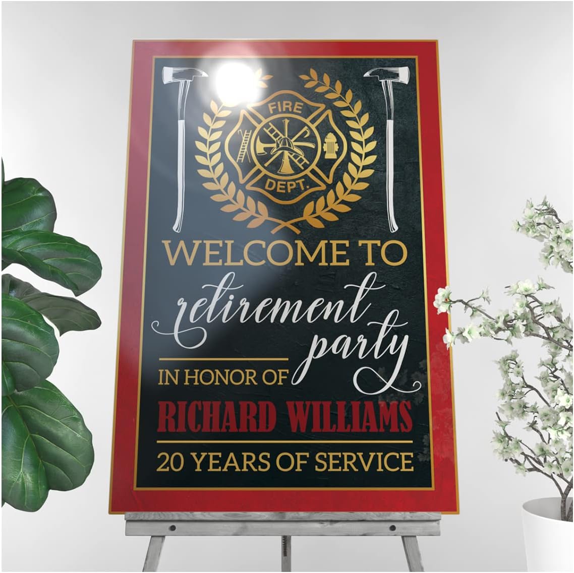 Amazon.com : Fire Department Retirement Party Welcome Sign, American ...