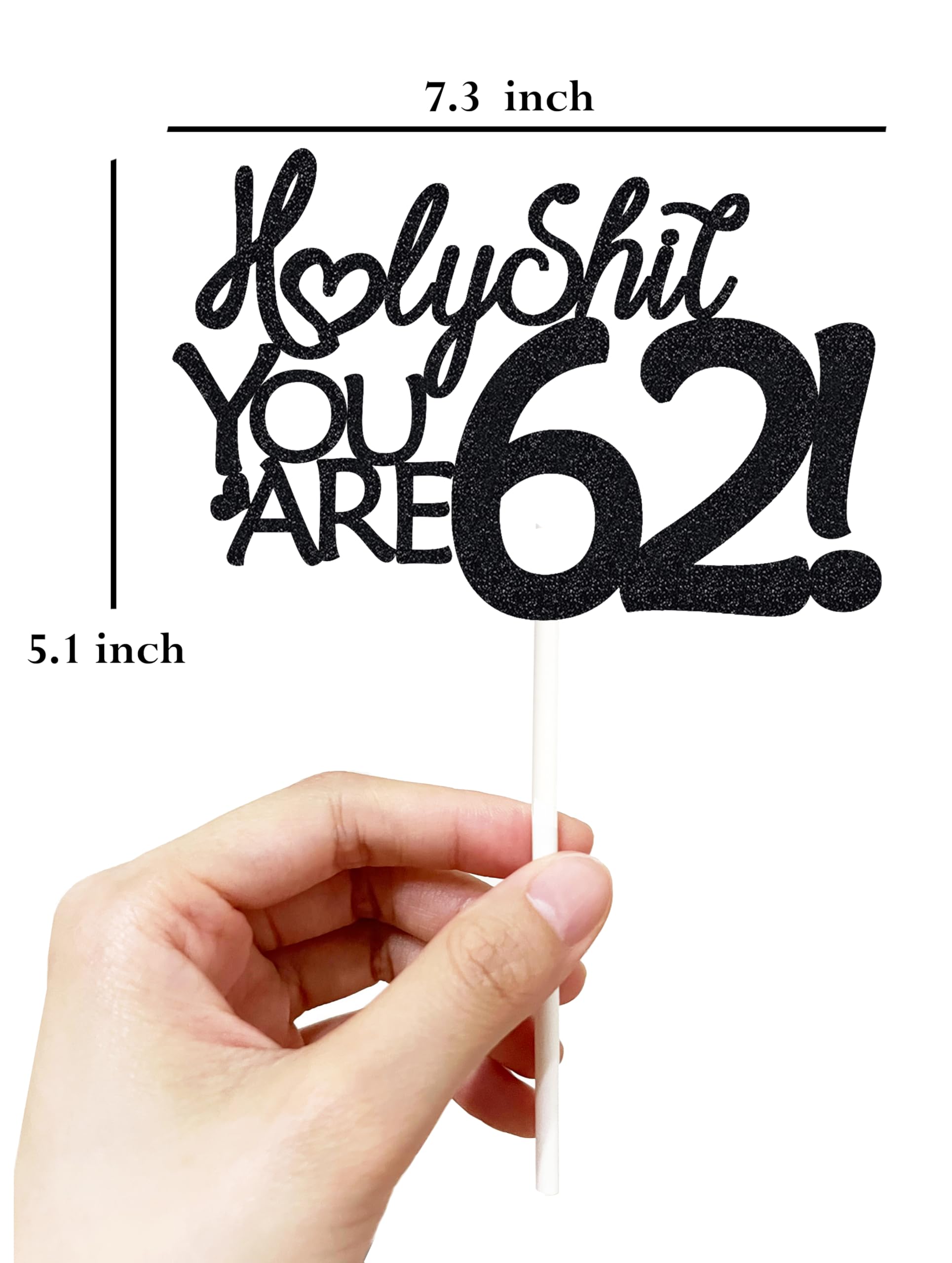 Snapklik.com : 62 Cake Toppers, 62 Birthday Cake Toppers-Black Glitter ...