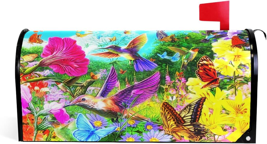Amazon.com: Hummingbird Butterfly Spring Magnetic Mailbox Cover ...