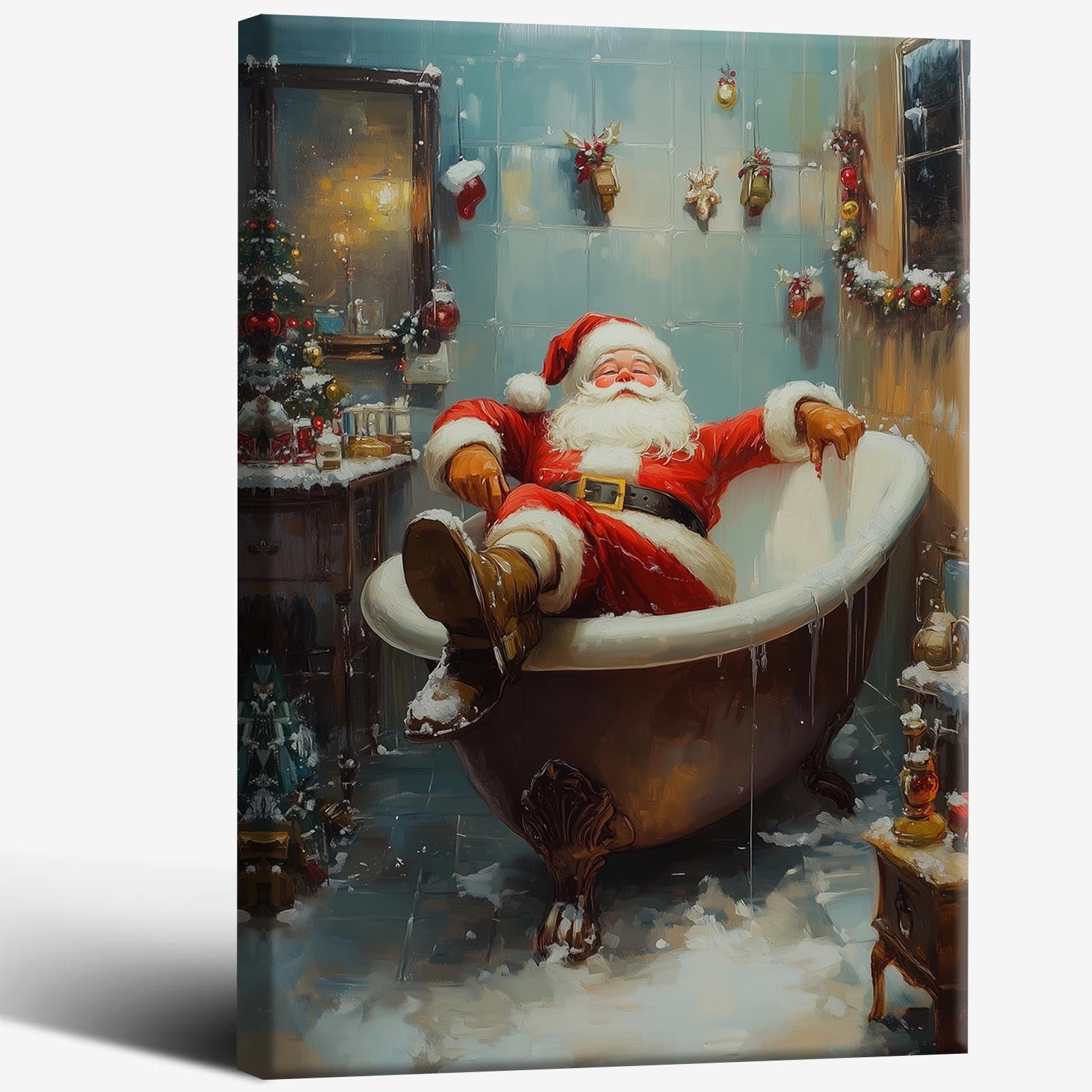 Amazon.com: ECUASMR Santa Claus Wall Decor - A Fun Art for Bathroom ...