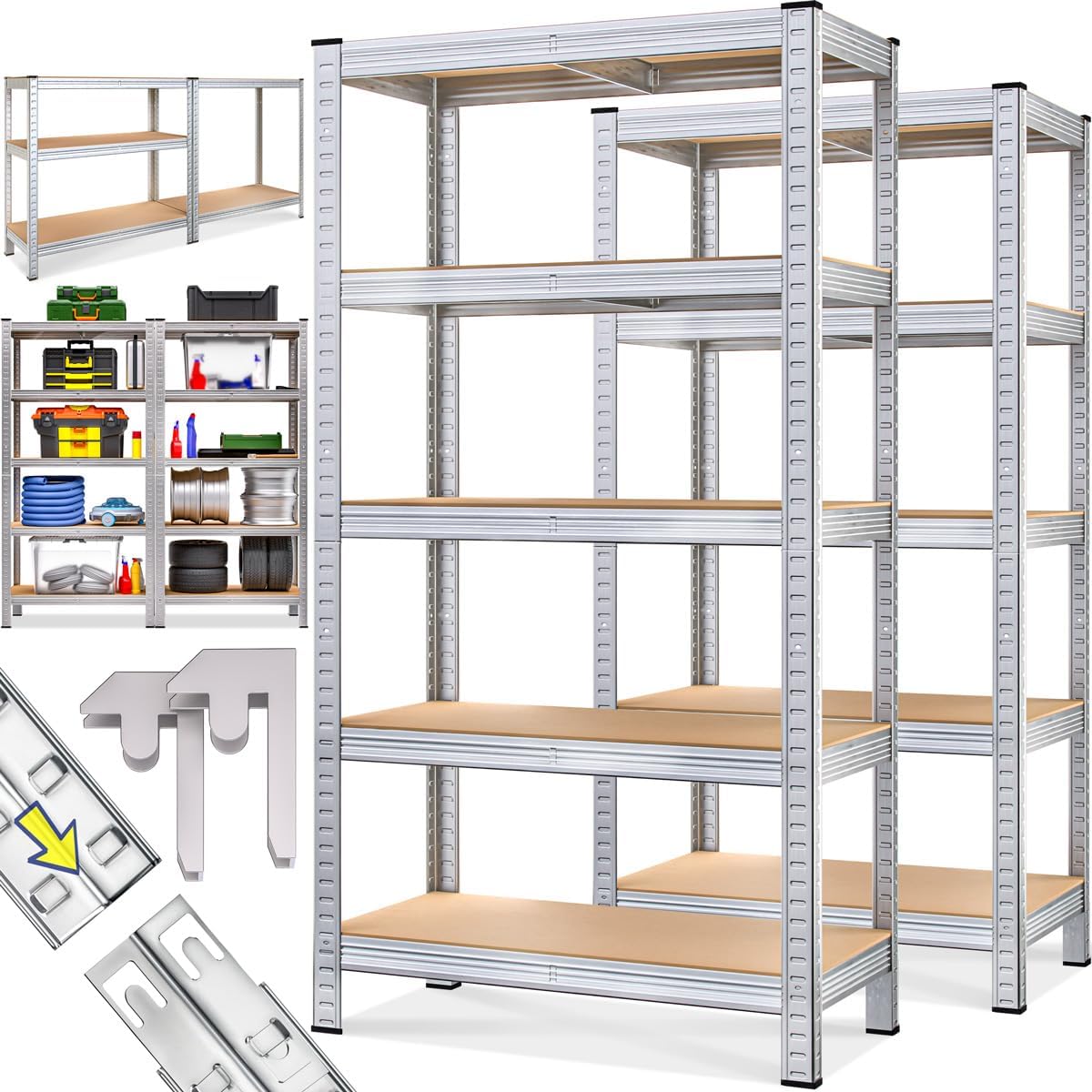 VOUNOT Heavy Duty 5 Tier Garage Storage Shelves Units Set of 2 Free ...
