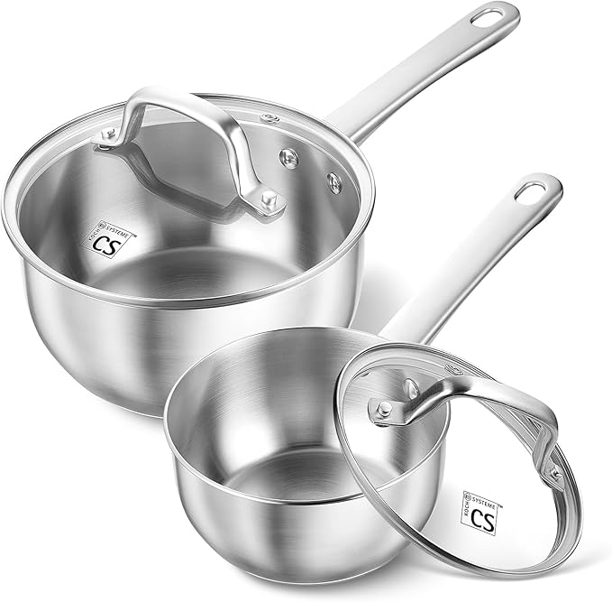 Amazon.com: KOCH SYSTEME CS Stainless Steel Saucepan Set, 1 Quart & 2 Quart Sauce Pan Sets with ...
