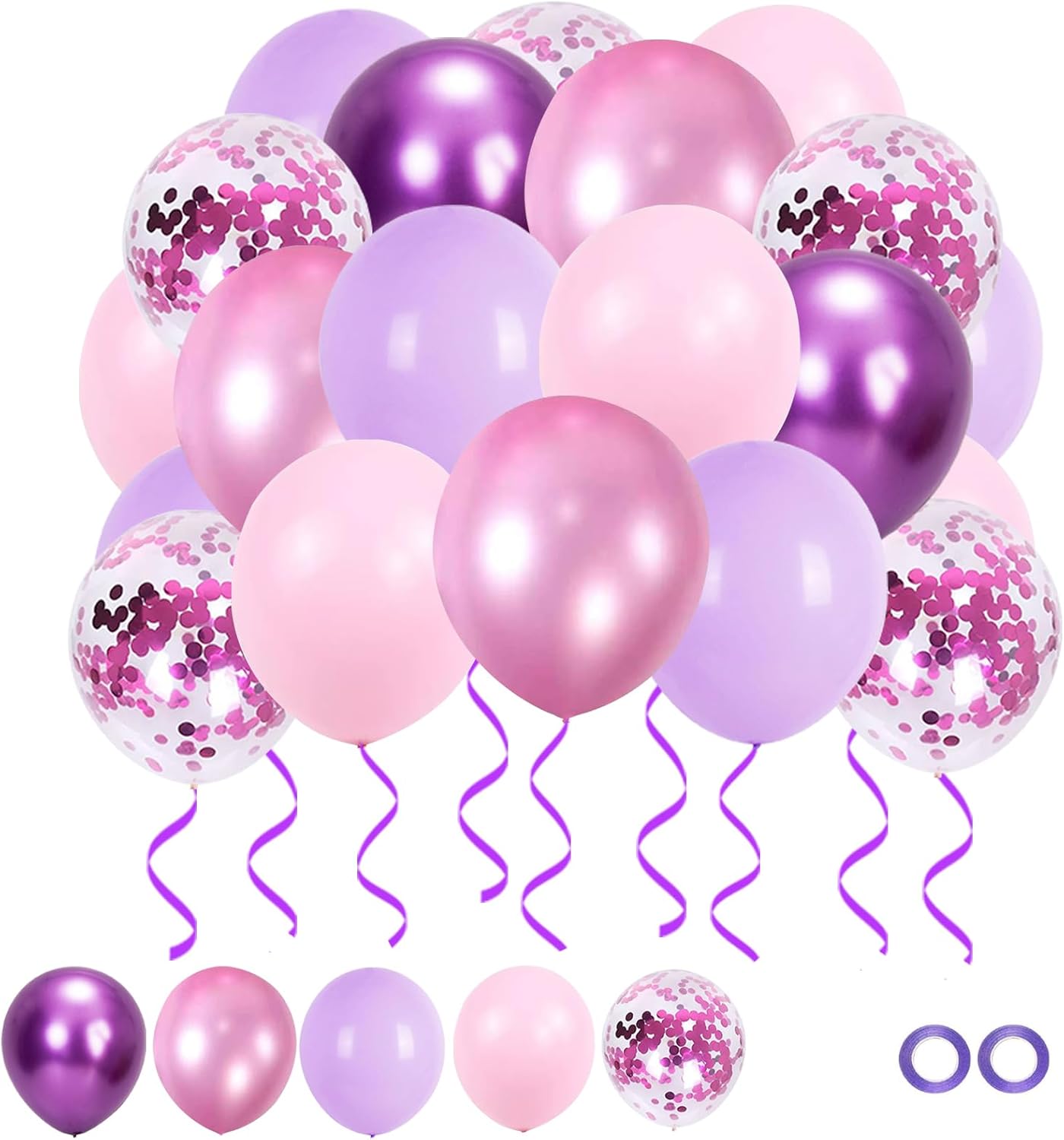 Amazon.com: 50PCS Metallic Purple Pink Balloon, 12 Inch Purple Pink ...