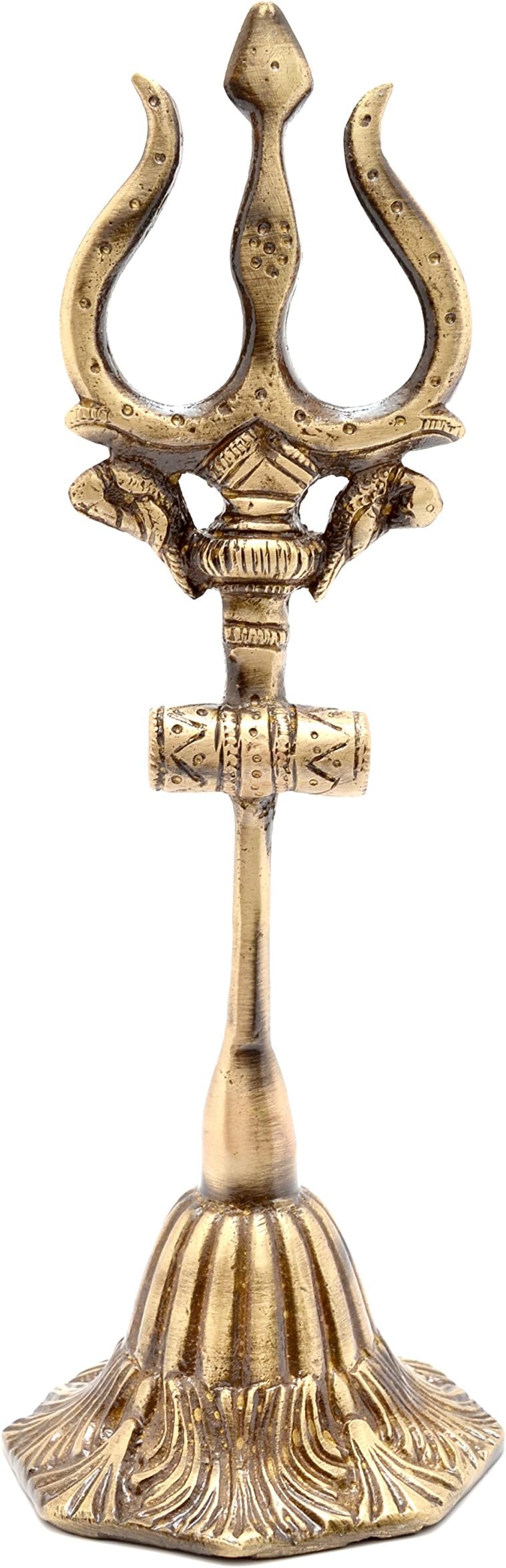 Buy Brass Trishul, Trident Damru with Stand Brass Statue for Puja Ghar ...
