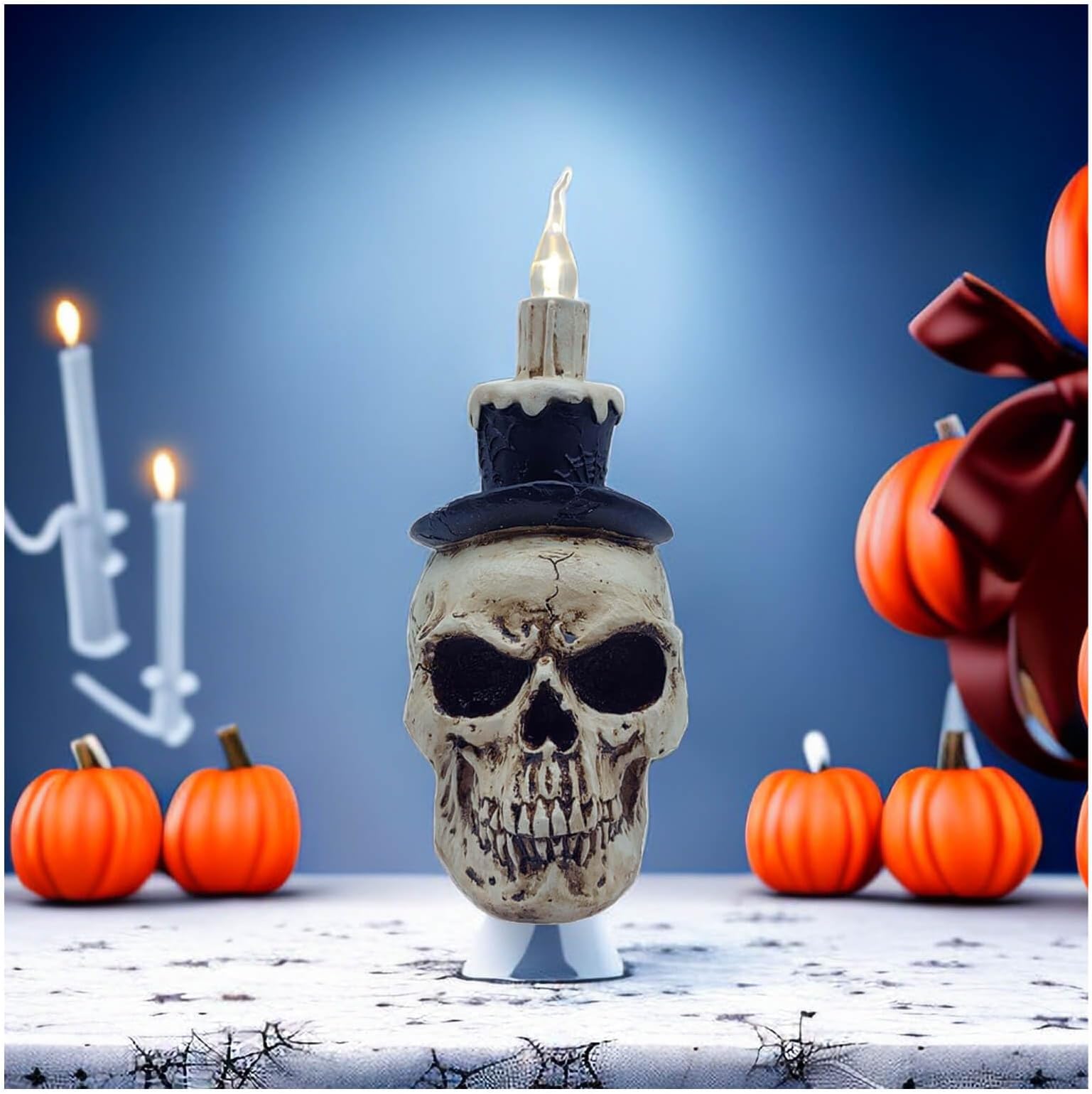 Amazon.com: Skeleton Skull Decor Halloween Lights Resin Skull Statues ...