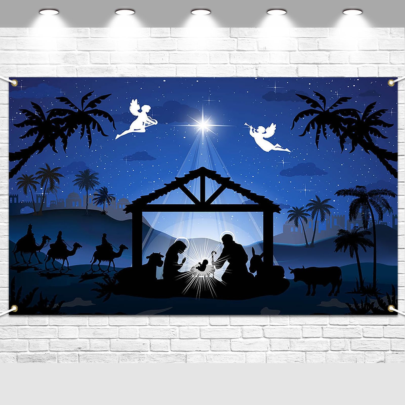 Amazon.com : AOFOTO 5x3ft Stable Nativity Scene Background Shiny Star ...
