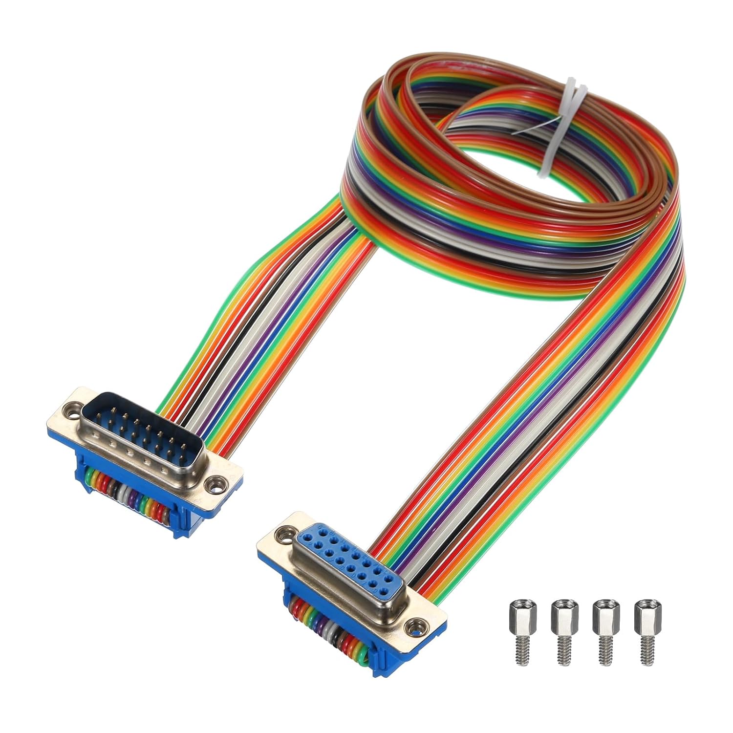 sourcing map IDC Rainbow Wire Flat Ribbon Cable DB15 Male to DB15 ...
