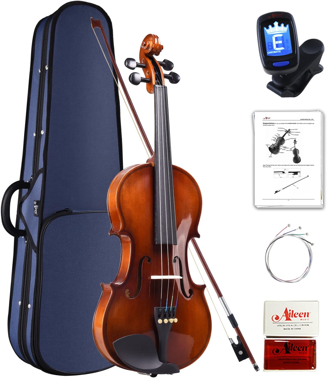 Aileen Violin 4/4 Adult, Beginner Violin with Antique Glossy Look ...