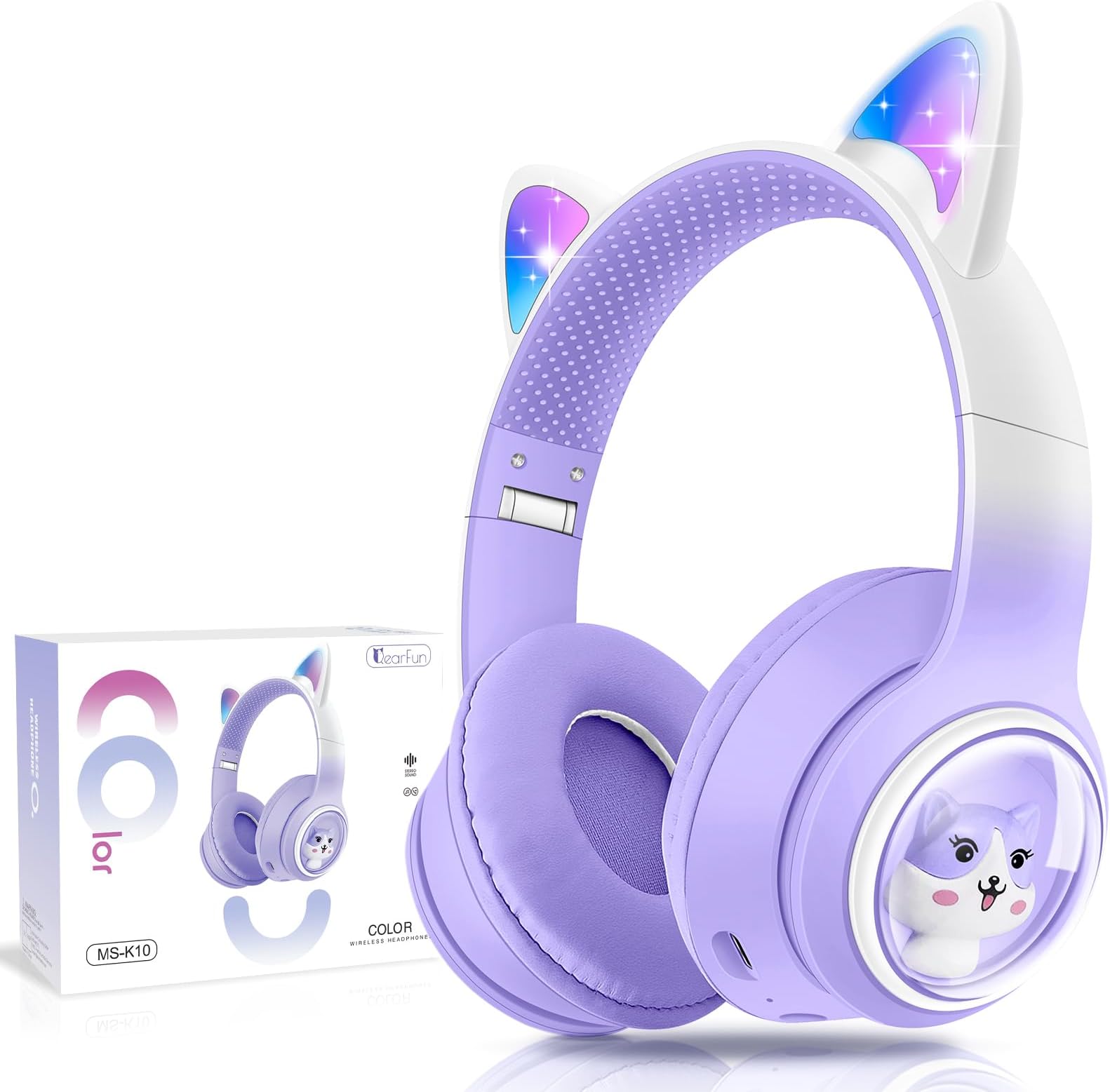 Amazon.com: QearFun Cat Headphones for Girls Kids for School, Kids ...