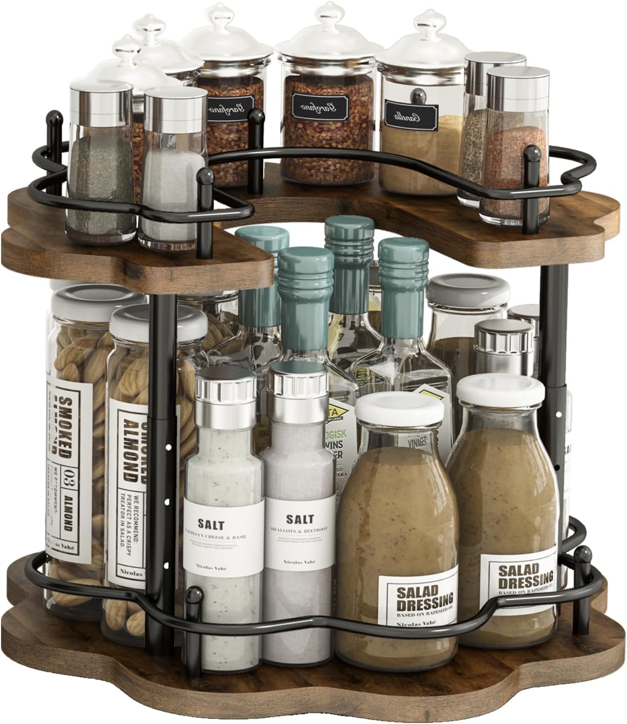 Amazon.com: YATINEY Lazy Susan Organizer, Rotating Spice Rack, 2 Tier ...