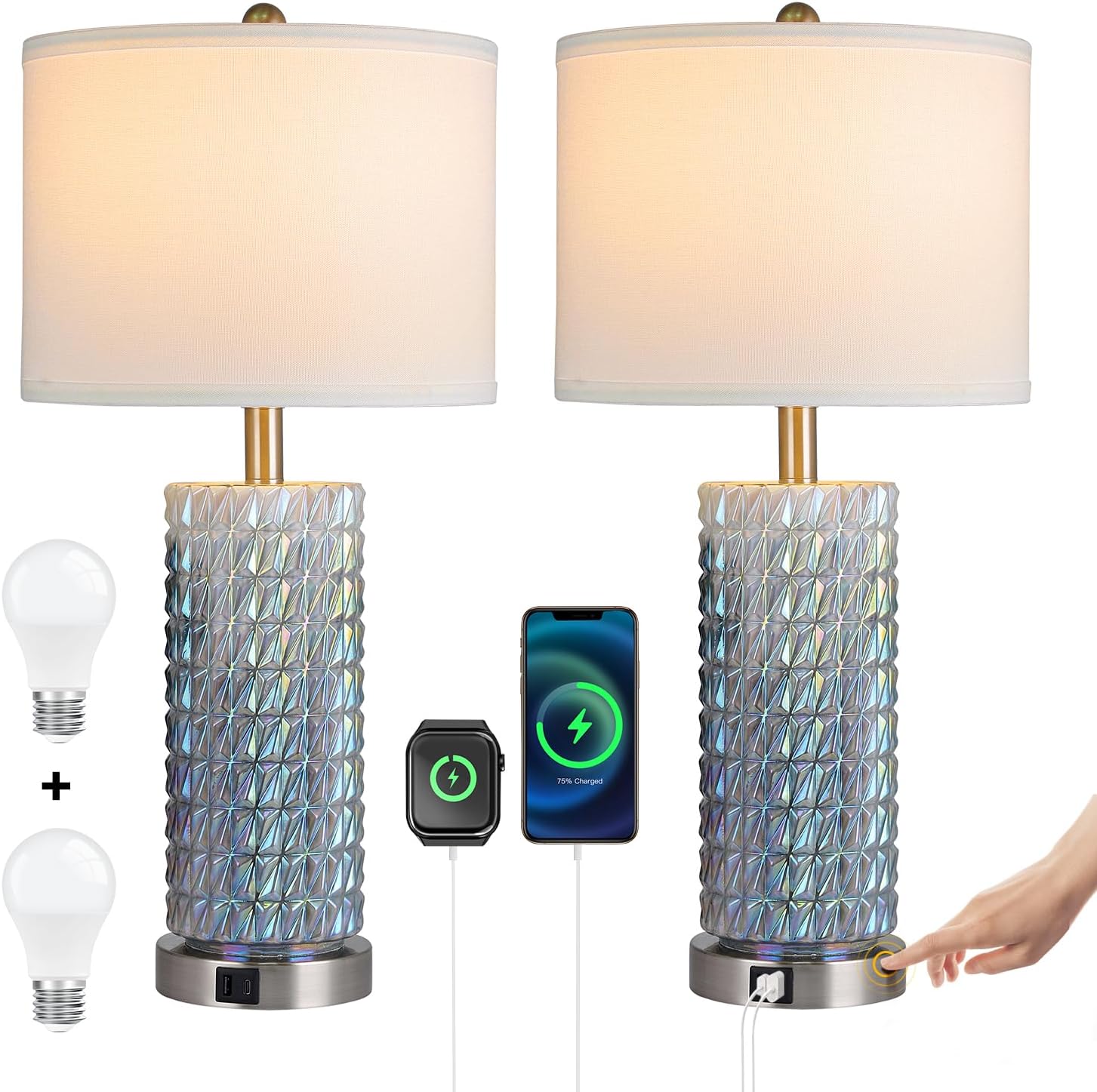 AKASUKI 3 Way Dimmable Touch Control Table Lamp for Living Room End ...