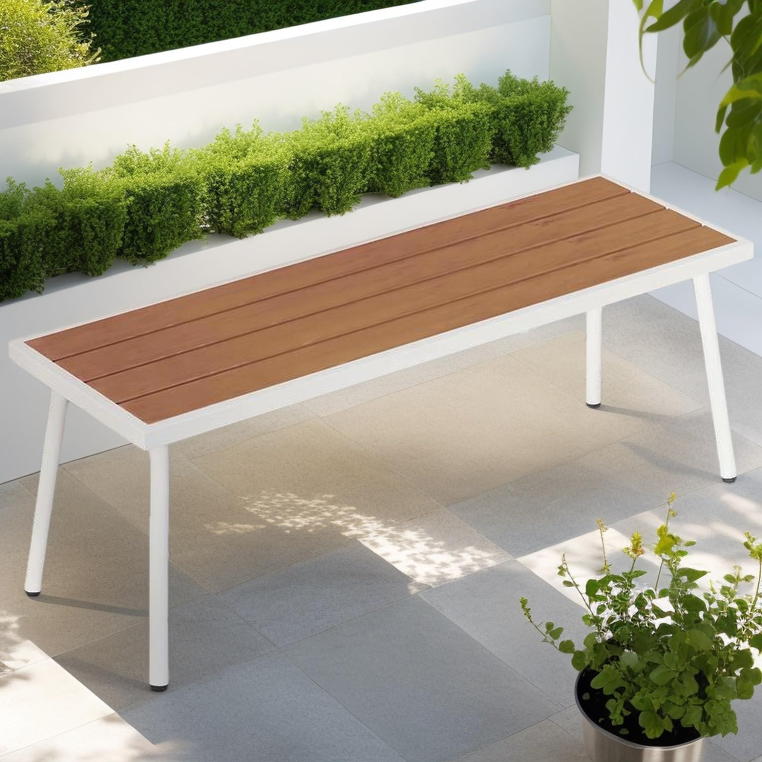 Amazon.com : YITAHOME Outdoor Faux Wood Bench, Weatherproof Patio Bench ...
